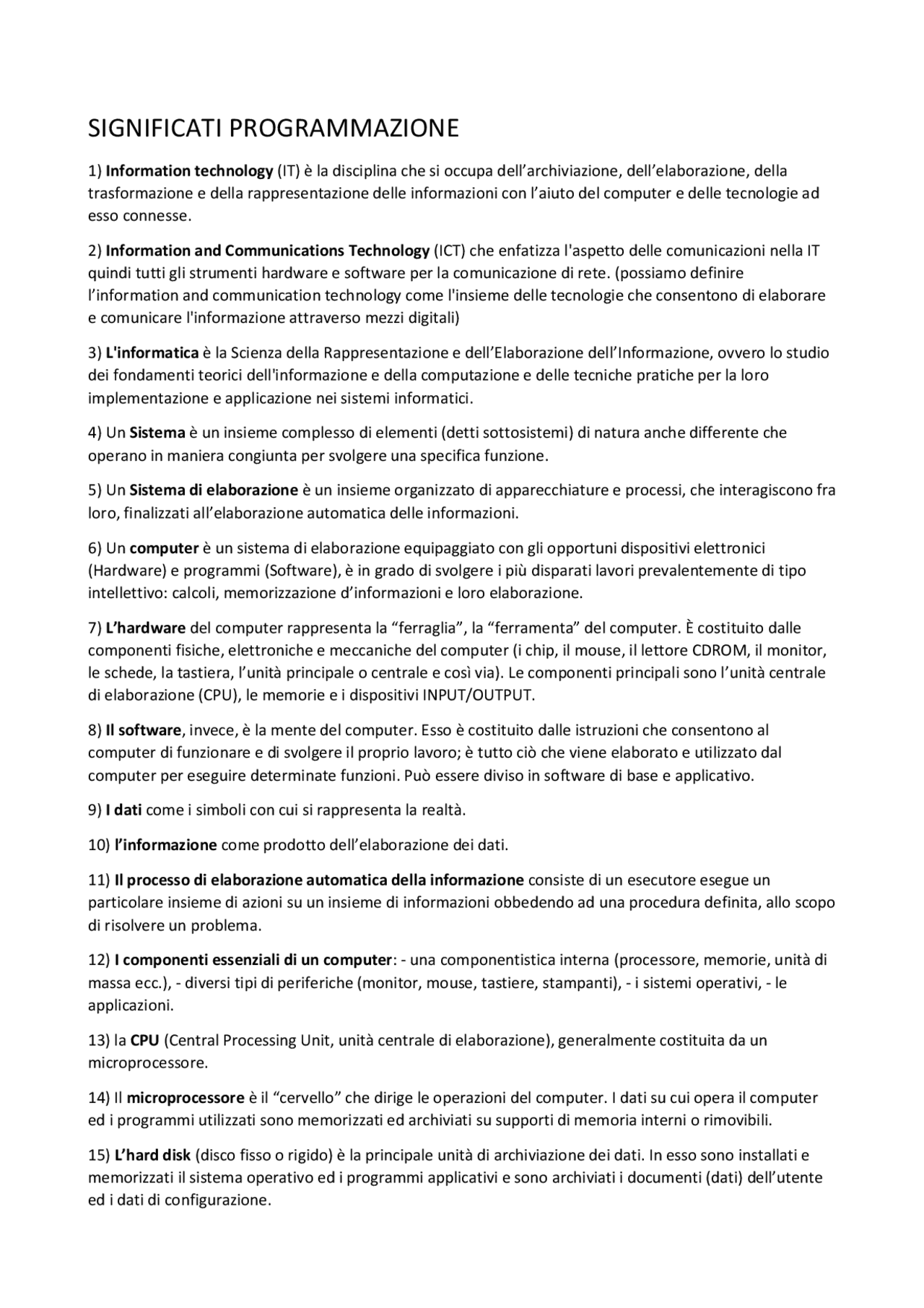 Appunti Esame Programmazione Mercatorum Docsity