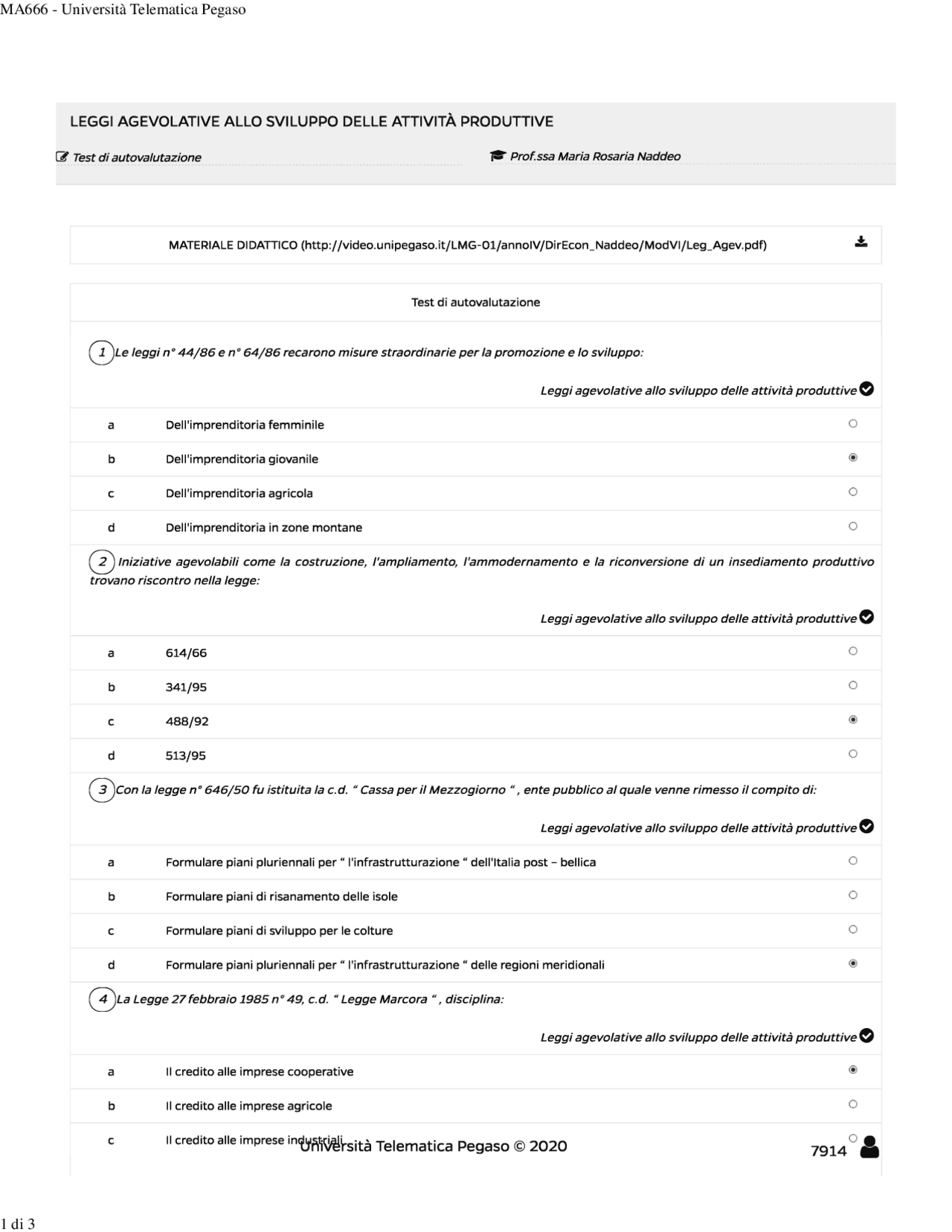 Test Autovalutazione Docsity
