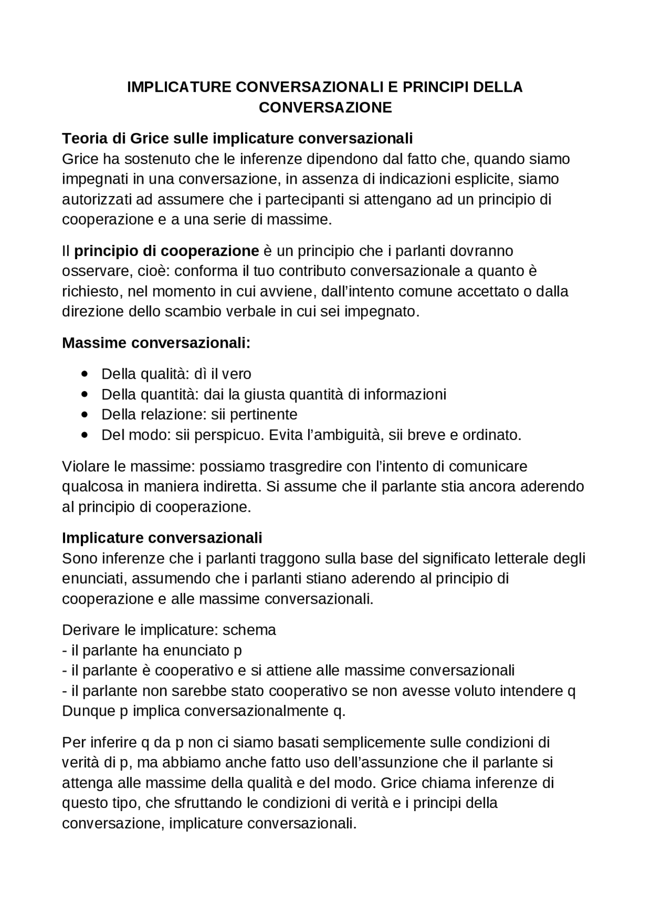 Implicazioni E Implicature Docsity