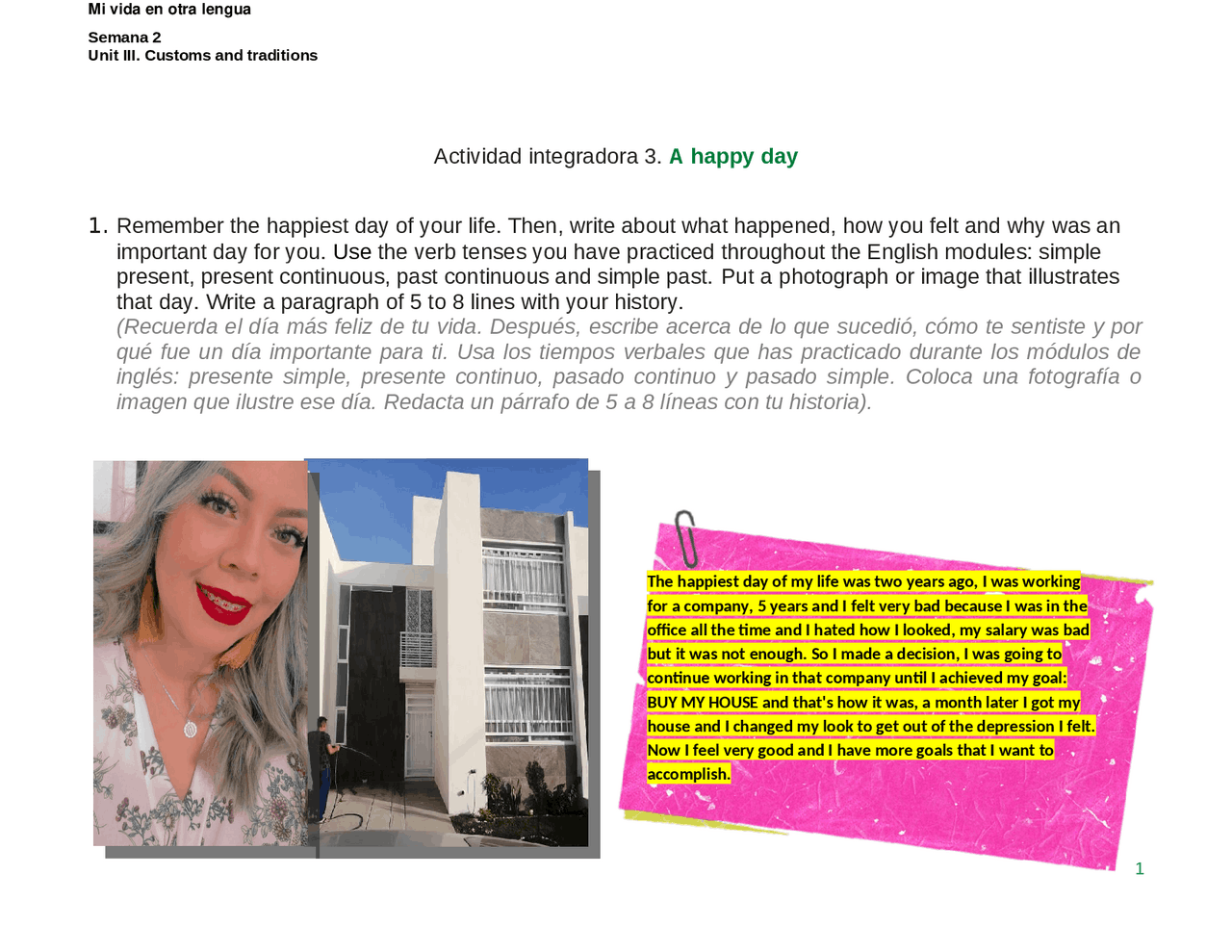 A Happy Day Actividad Integradora 3 Docsity