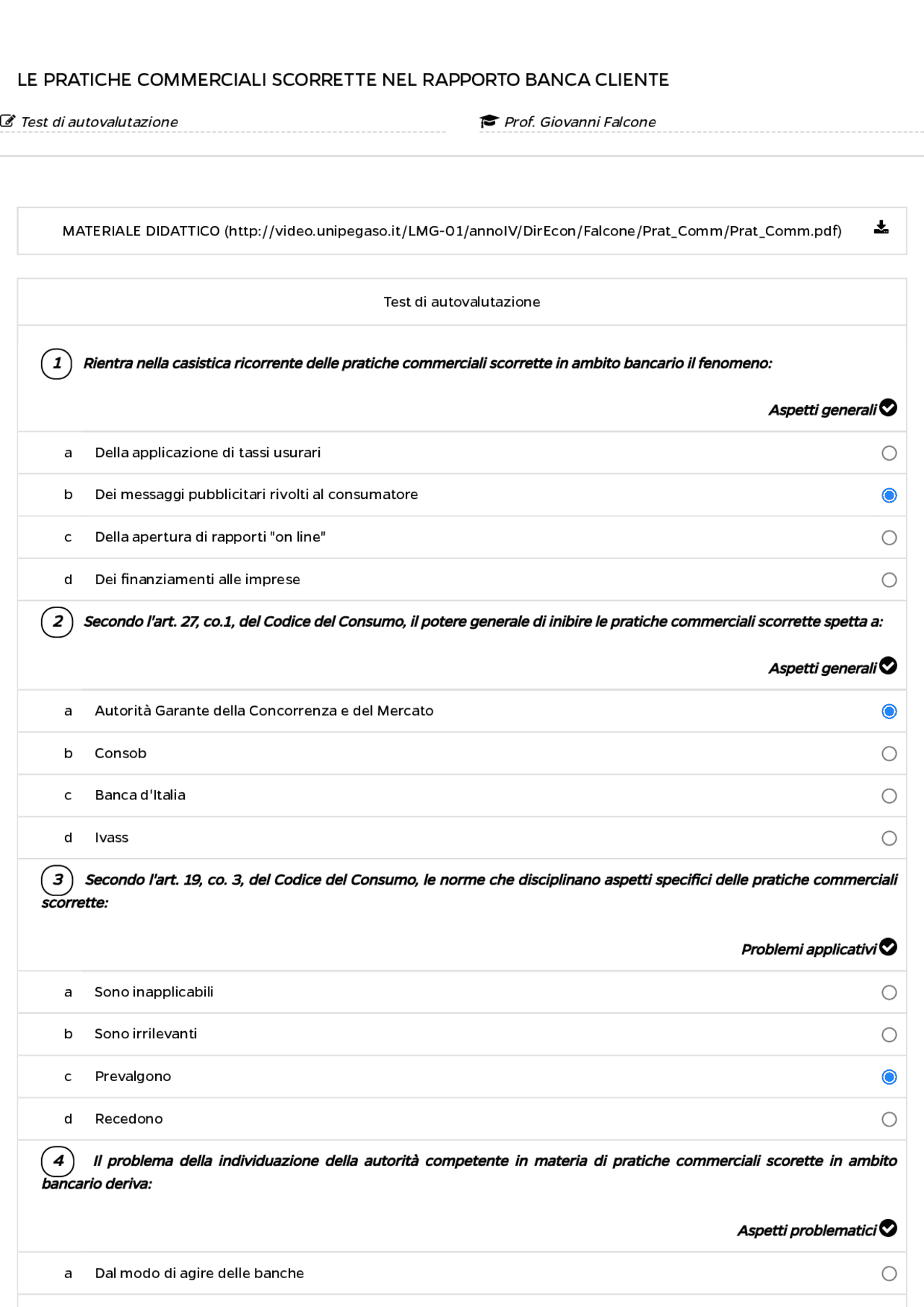 Test Autovalutazione Docsity