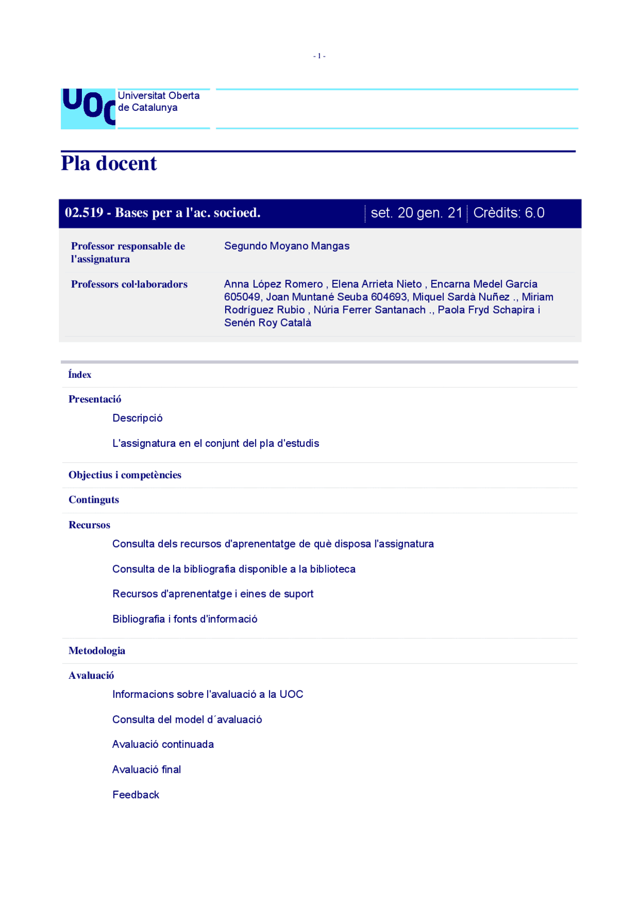 Plan Docente Bases Infancia Docsity