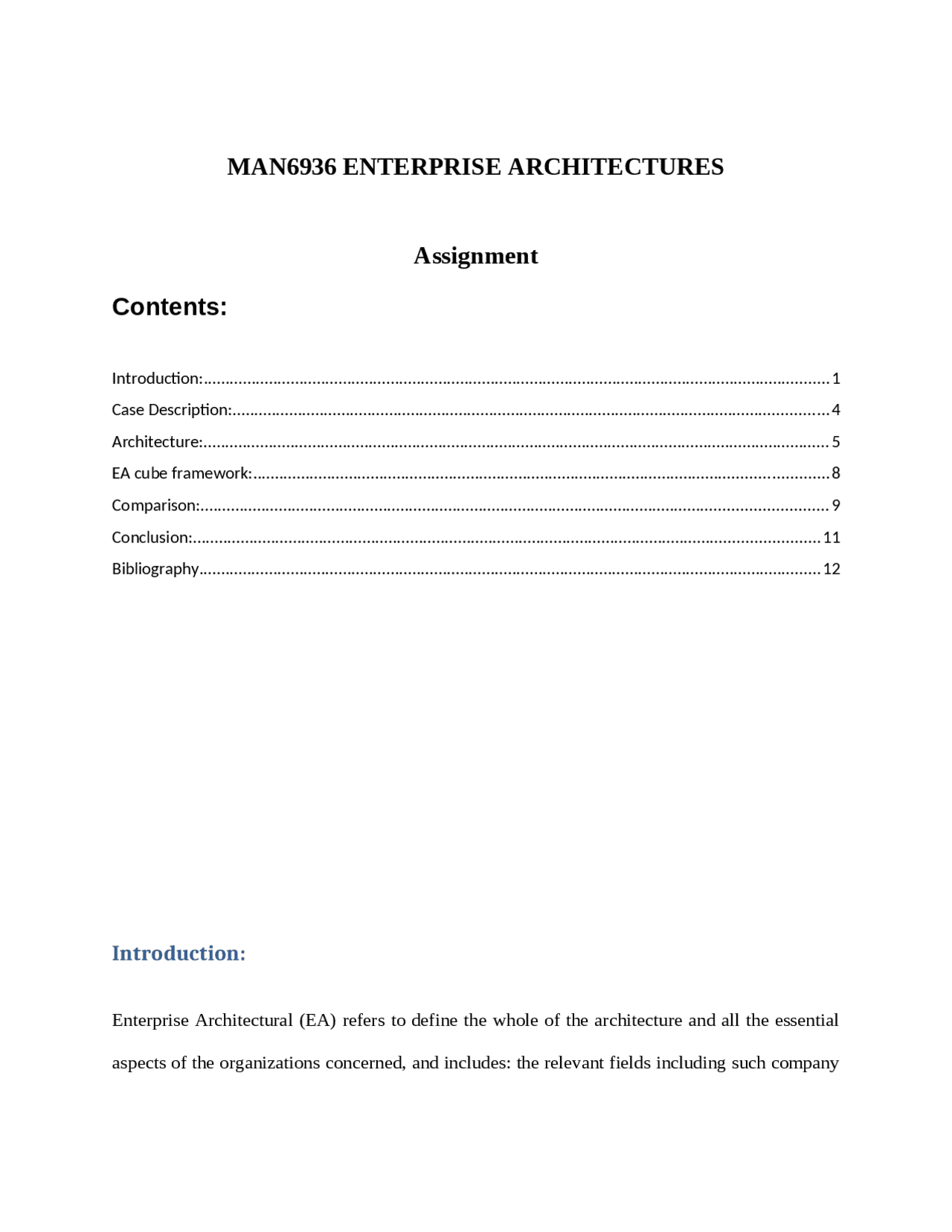 Enterprise Architecture Essay and Assignment - Docsity