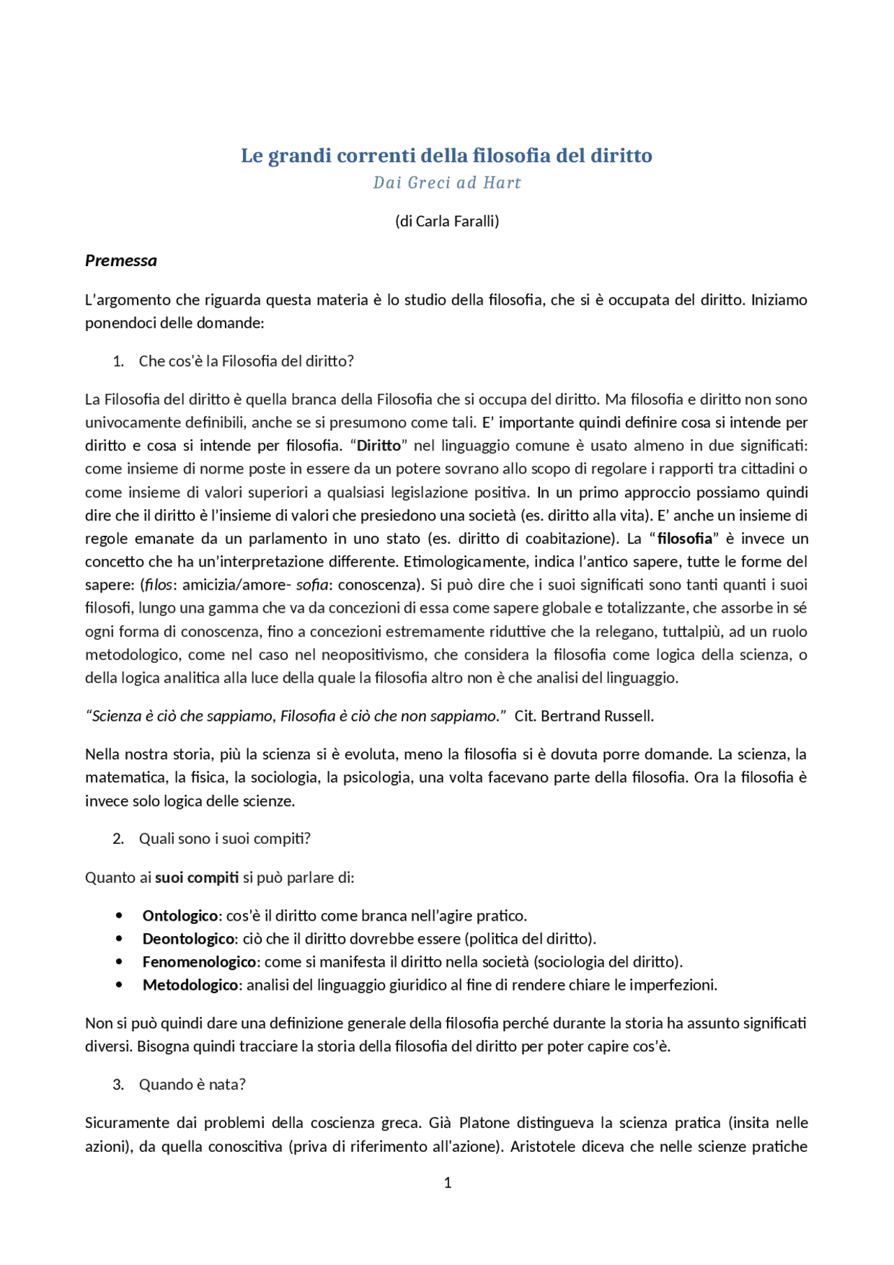 Riassunto Chiaro Di Filosofia Del Diritto Docsity