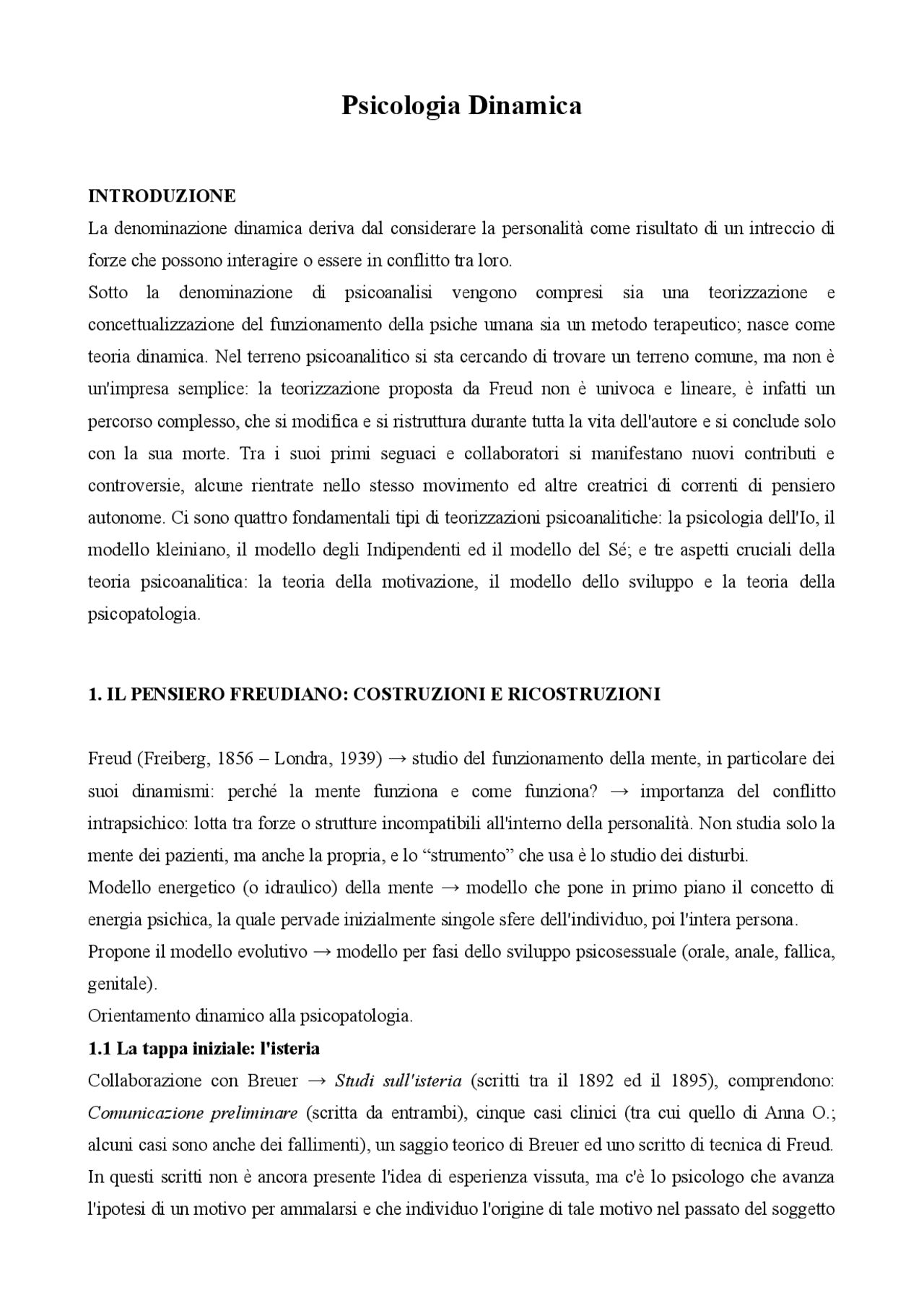 Manuale Di Psicologia Dinamica Docsity