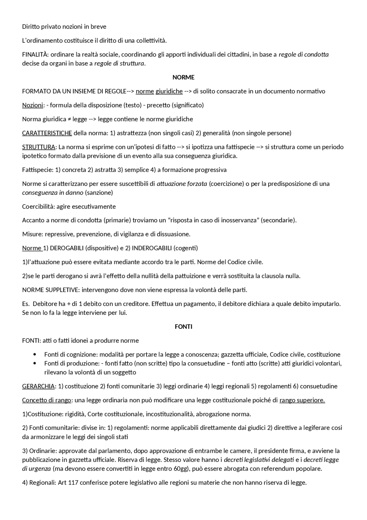 Privato Riassunto Breve Docsity