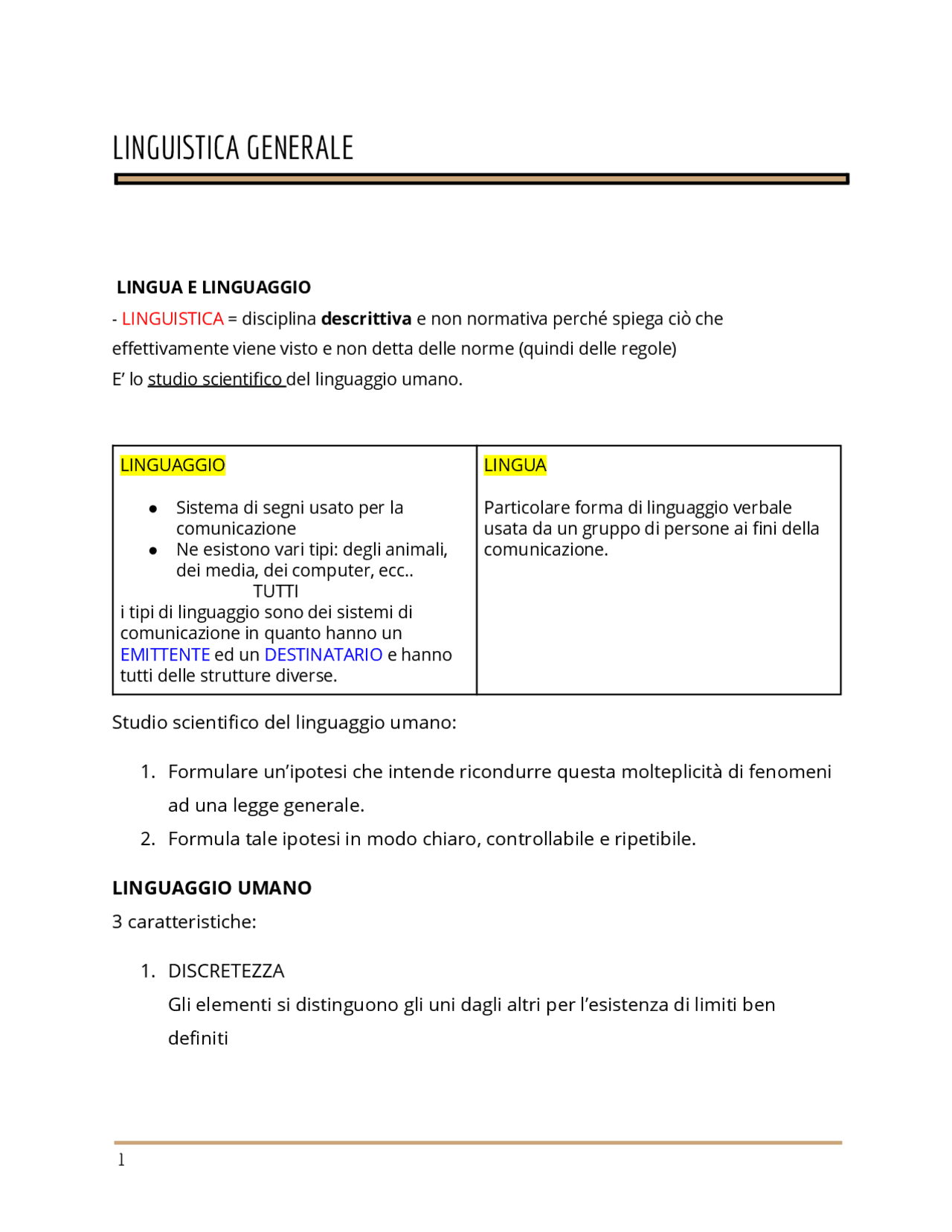Riassunto Linguistica Generale Docsity