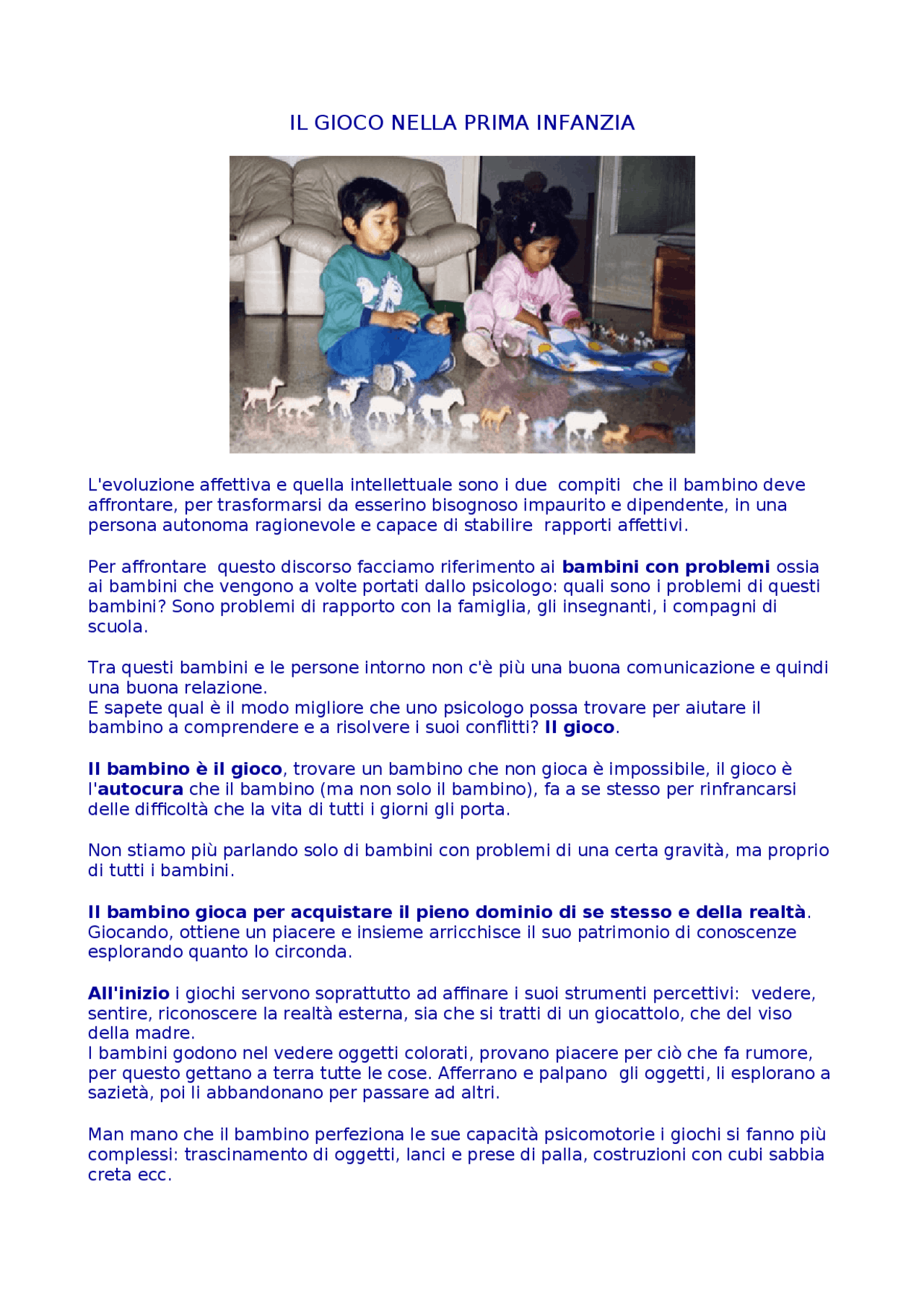 Il Gioco Nella Prima Infanzia Docsity