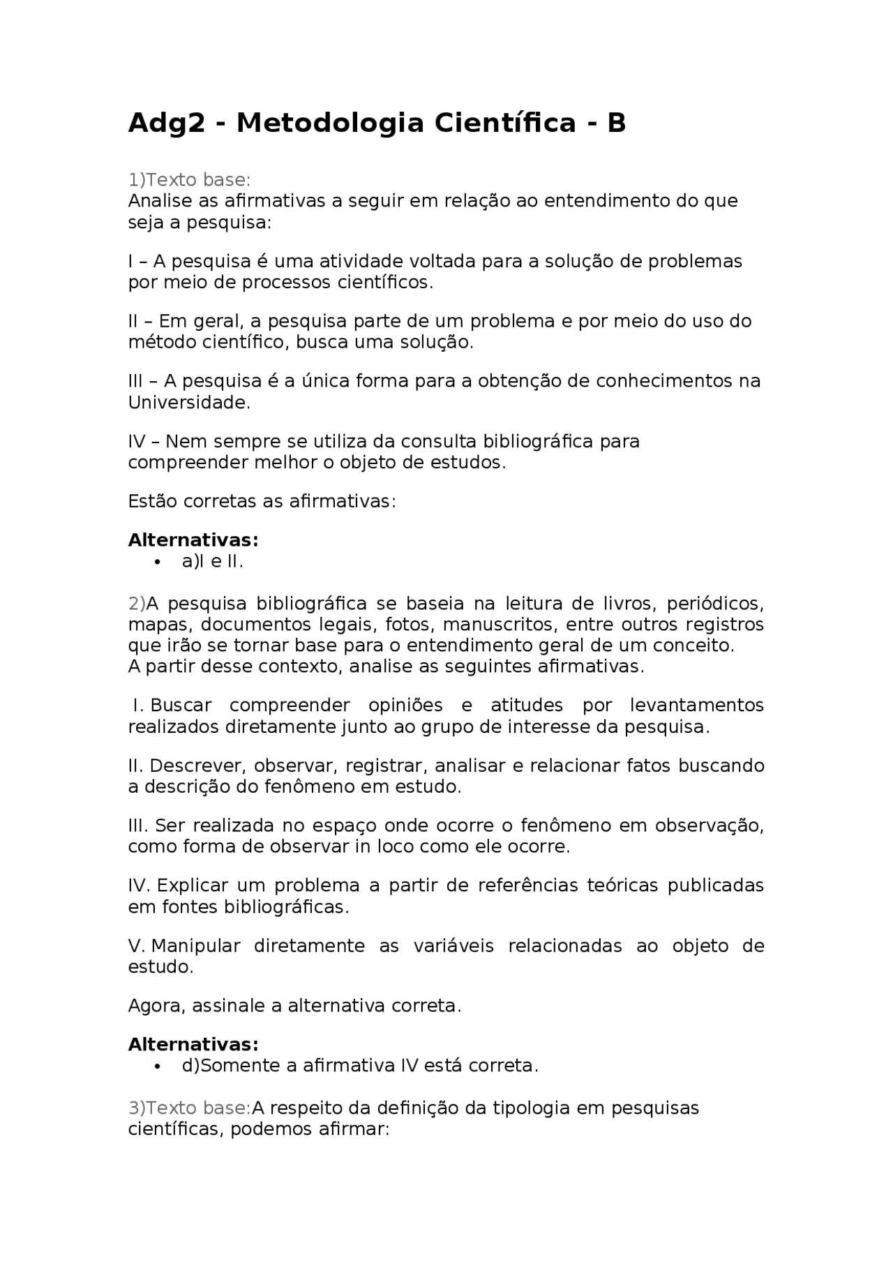 Adg2 Metodologia Científica B Provas Gestão Financeira Docsity