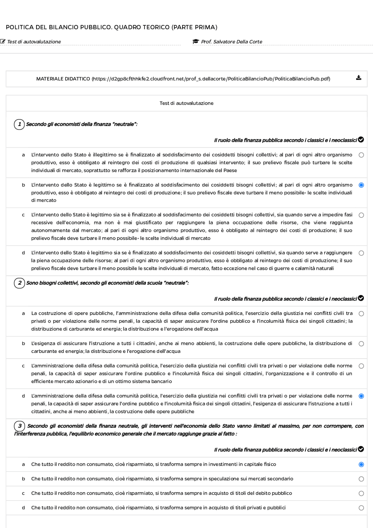 Test Autovalutazione Docsity