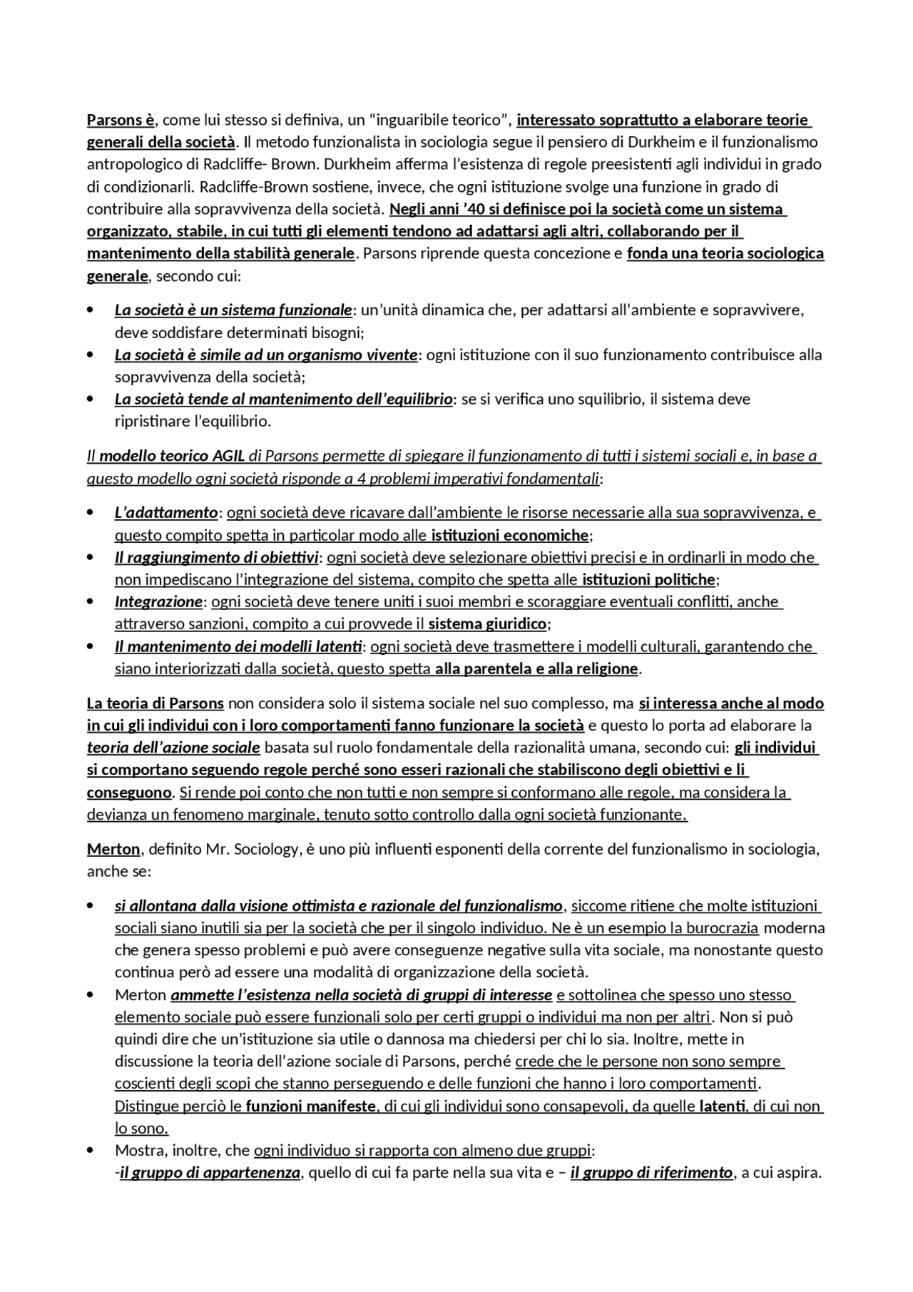 Sociologia Parsons E Merton Docsity