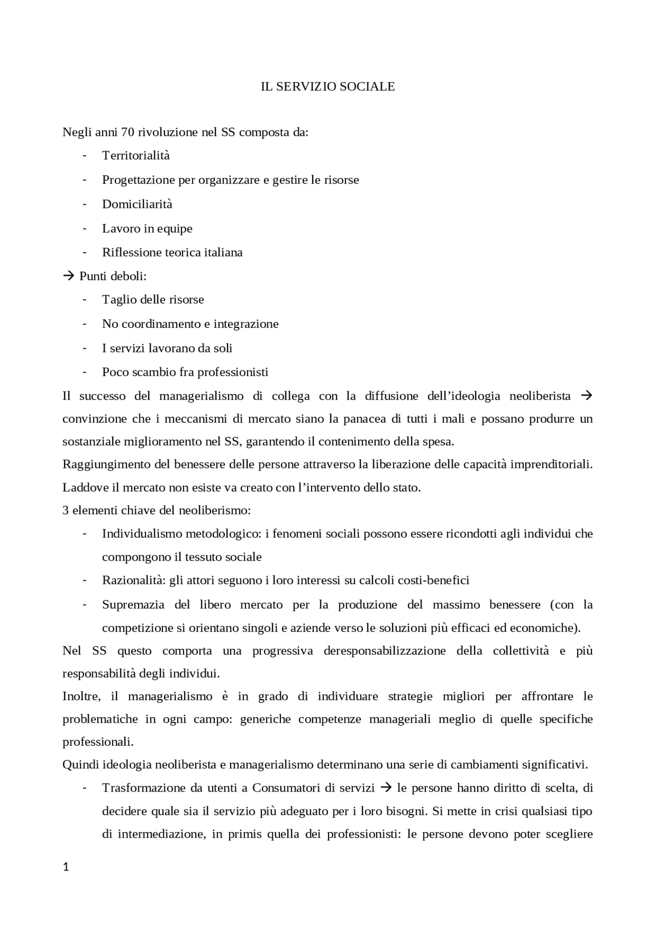 Il Servizio Sociale Riassunto Docsity