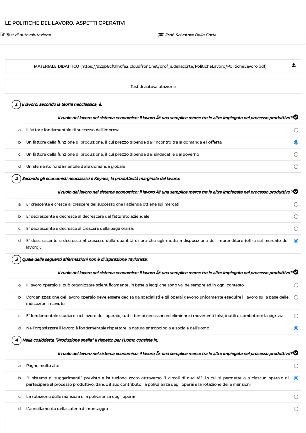 Test Autovalutazione Docsity