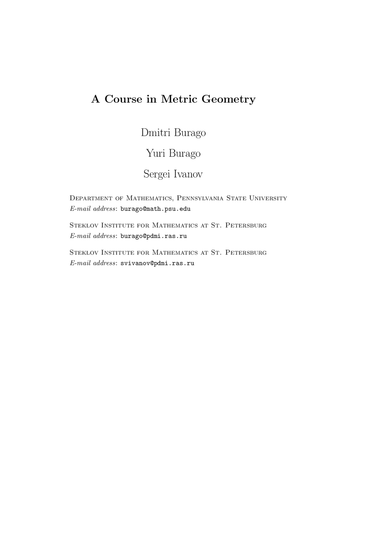 Mathematical Metric Geometry Docsity