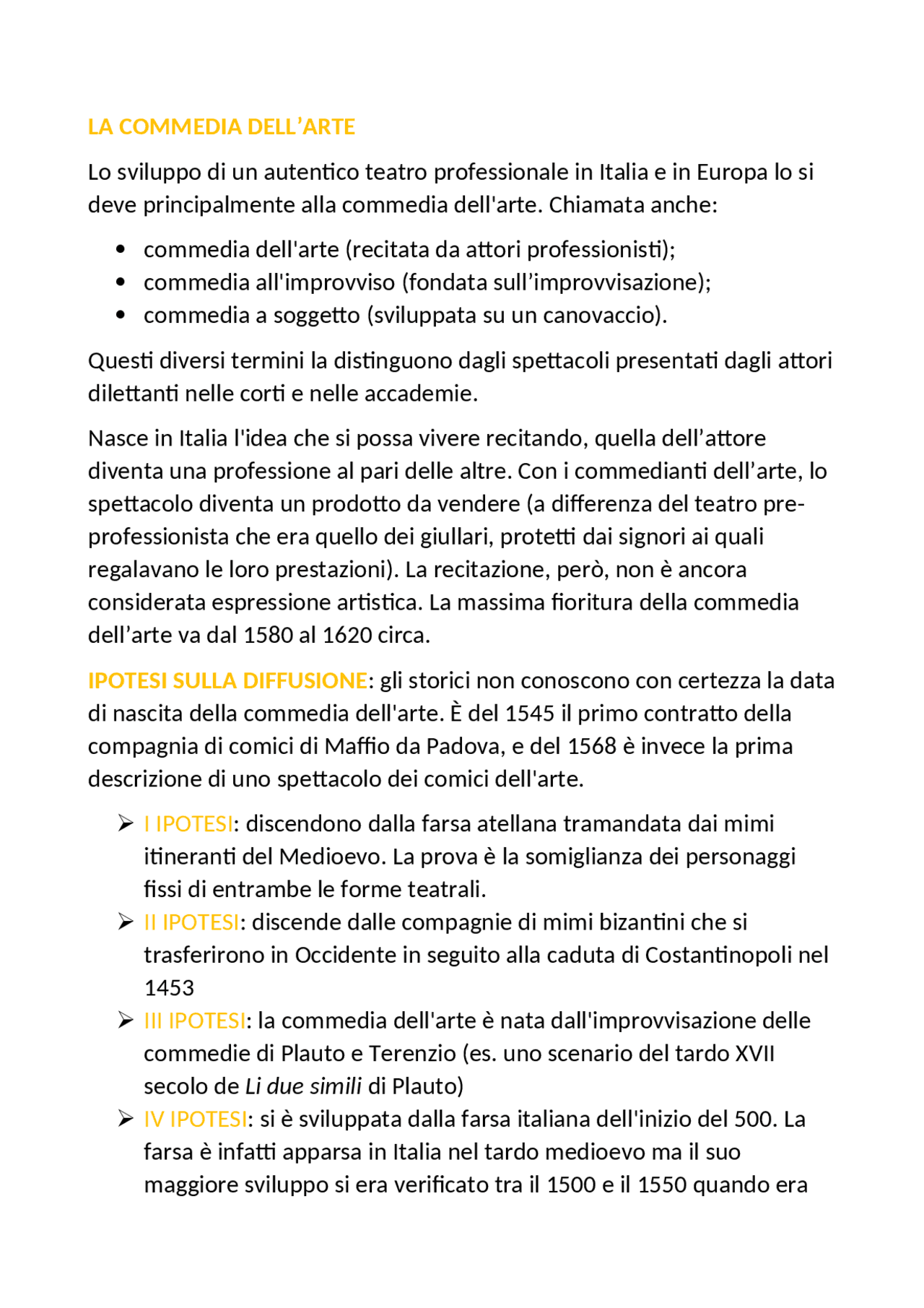 Appunti Sulla Commedia Dellarte Docsity