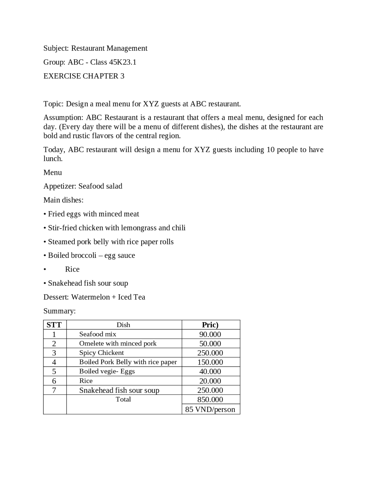 Restaurant Research Paper - Docsity