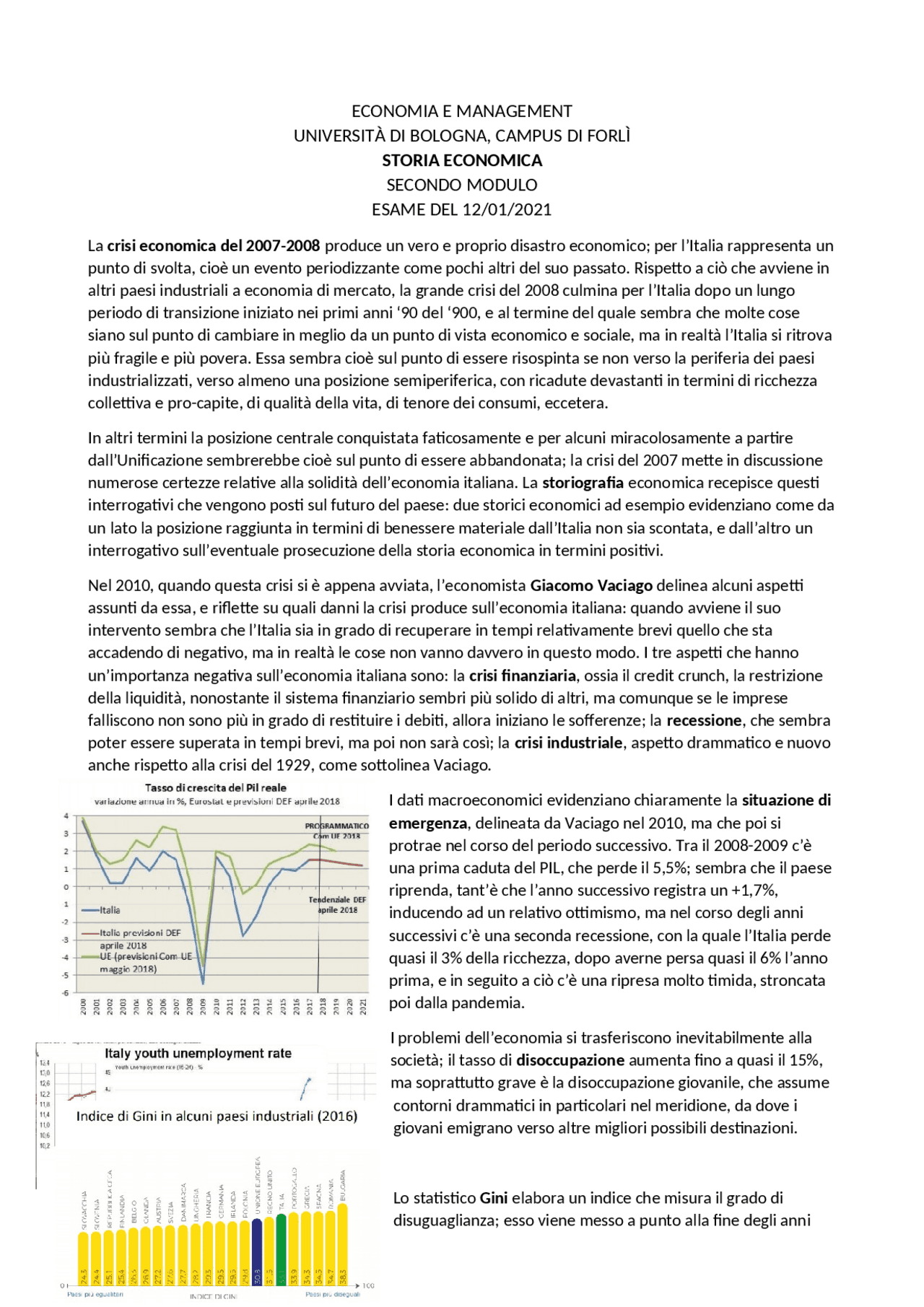 STORIA ECONOMICA - SECONDO MODULO - Docsity