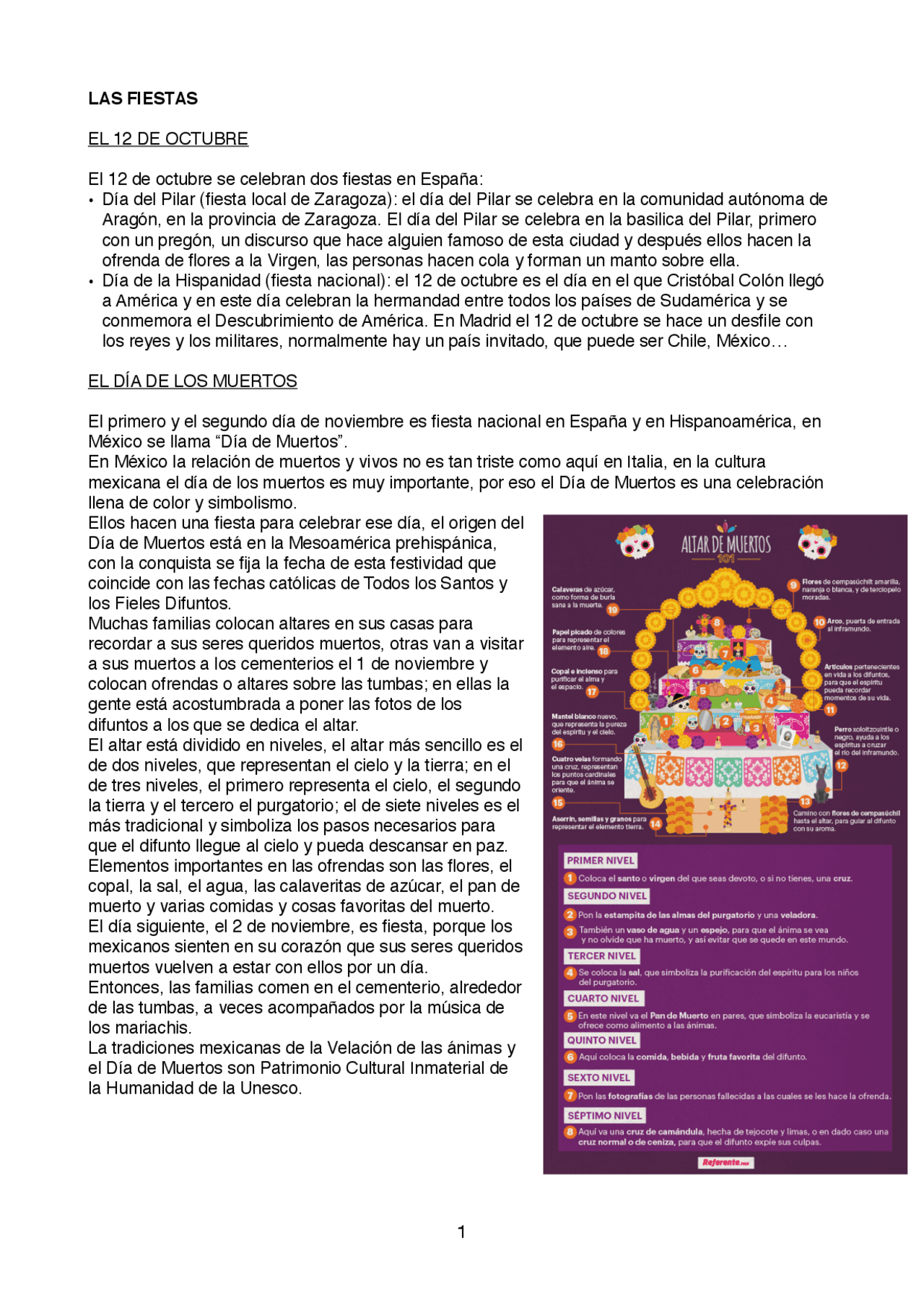 Materiale Per Orale Lingua Spagnola 1 Docsity
