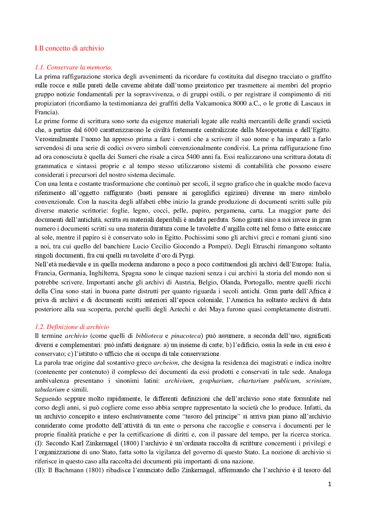 Maria Barbara Bertini, Che cos’è un archivio - Sintesi - Docsity