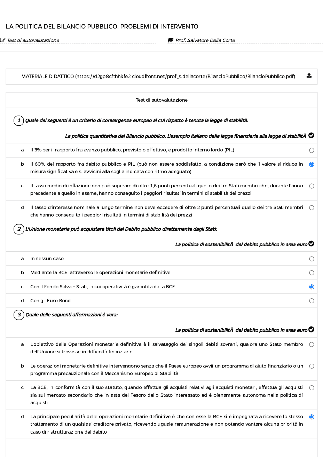 Test Autovalutazione Docsity