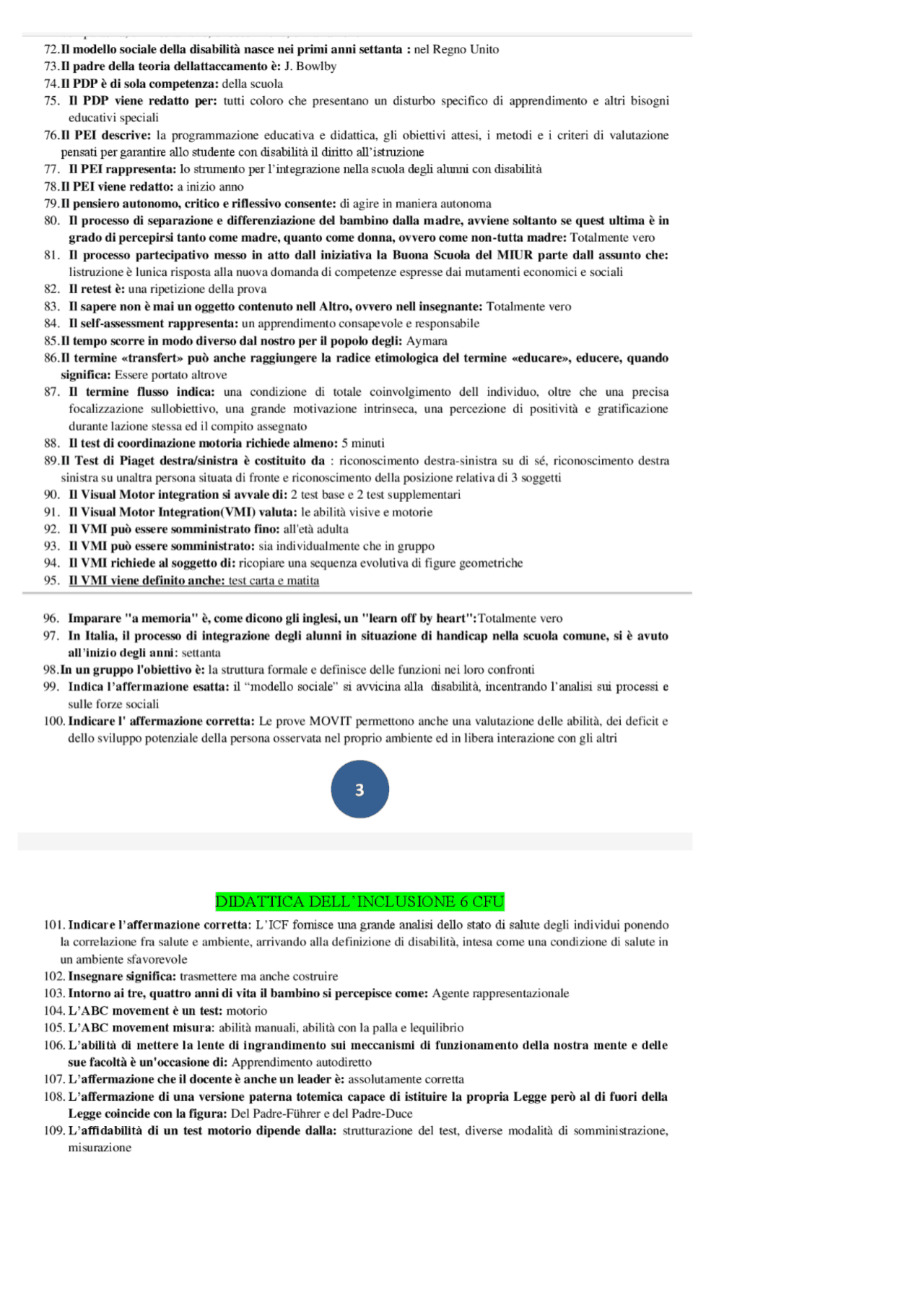 Didattica Dellinclusione Risposte Docsity