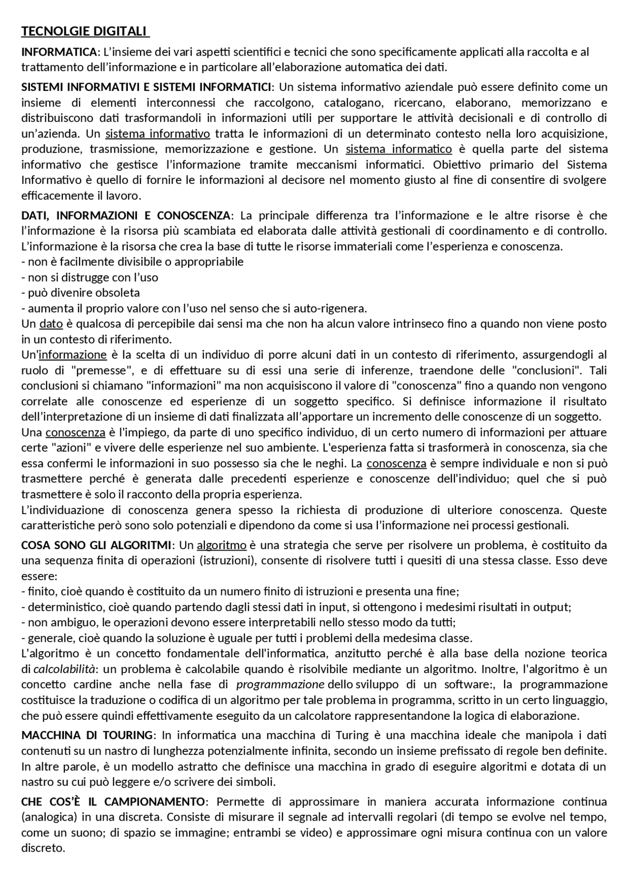 Tecnologie Digitali Docsity