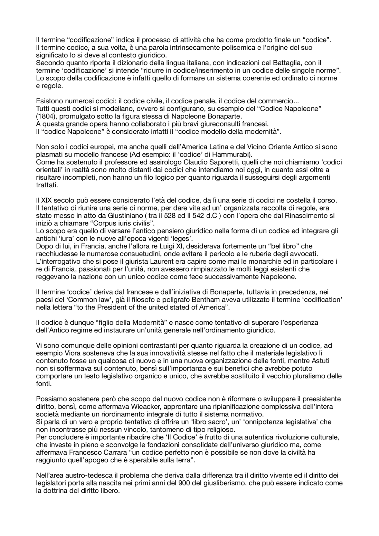 La Codificazione Moderna Docsity