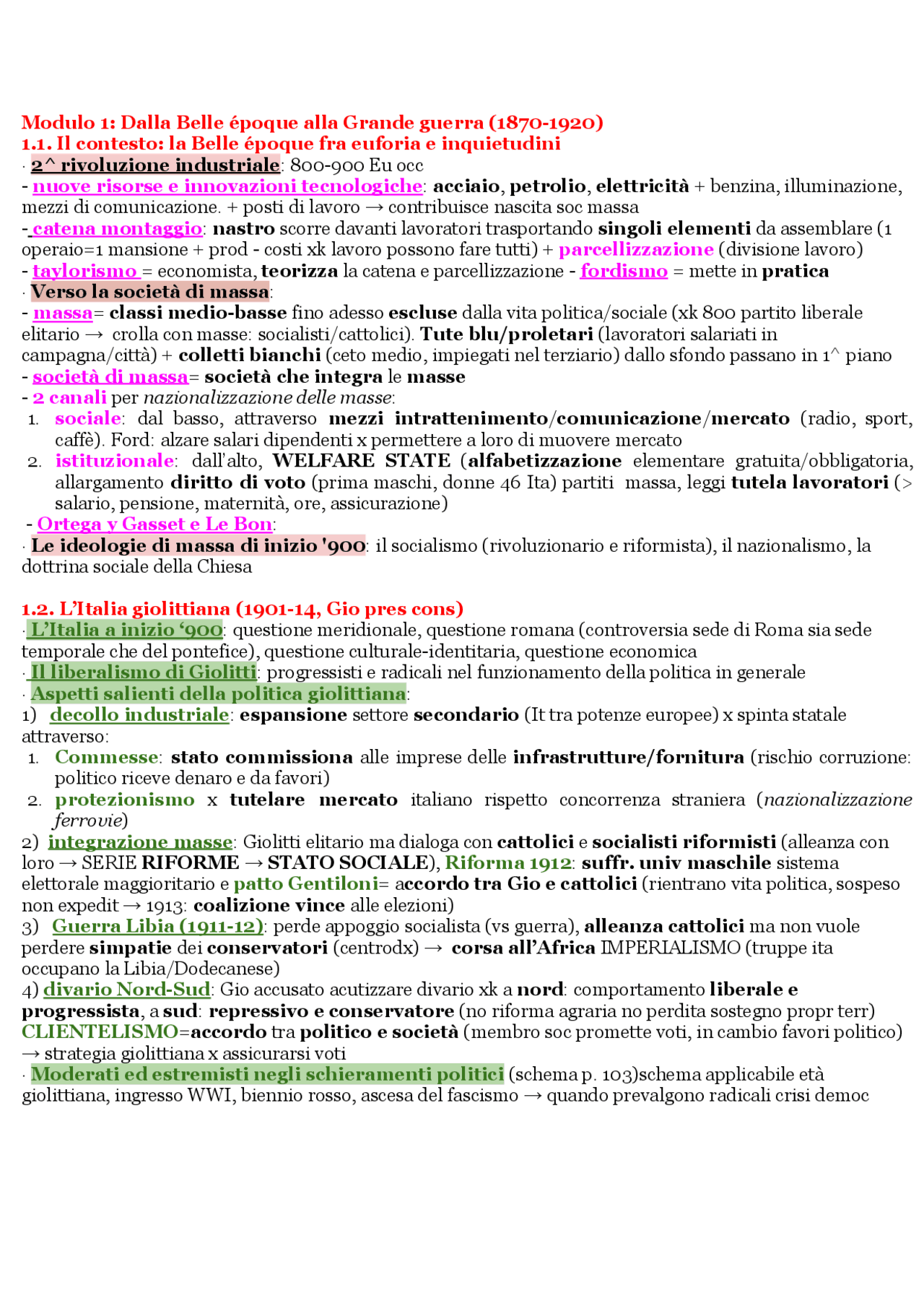 Tutto Il Programma Di Quinta Superiore Di Storia Docsity