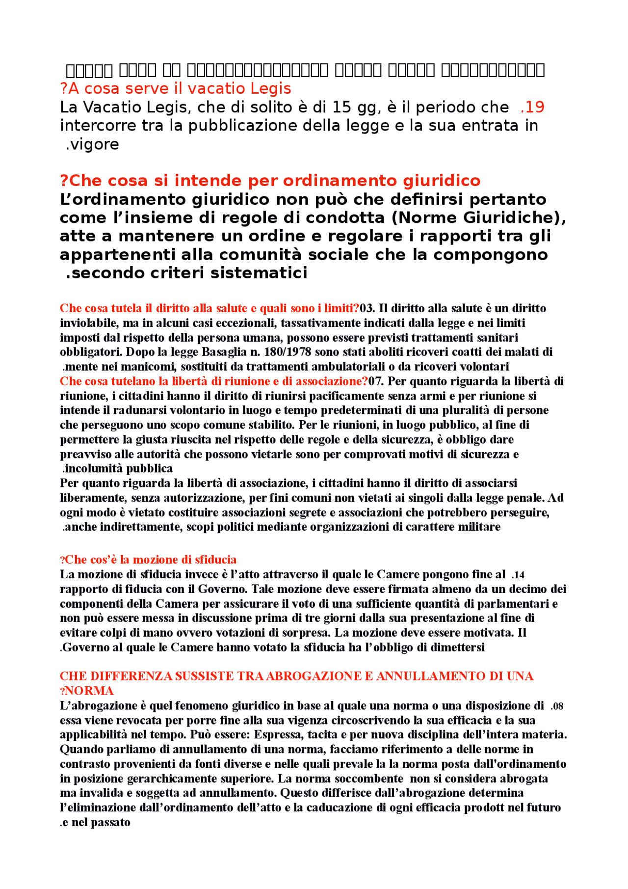 Diritto pubblico risposte aperte - Docsity