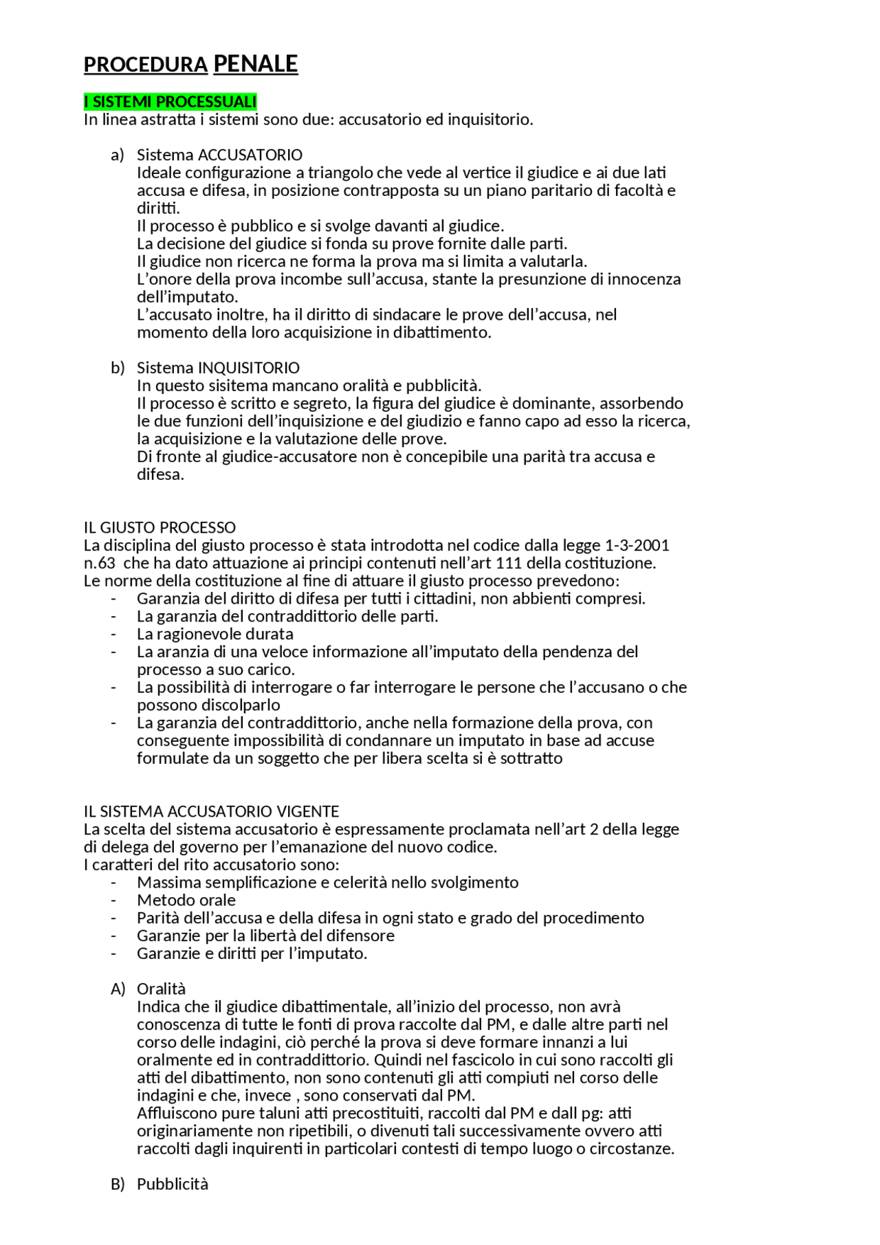 Riassunto Diritto Processuale Penale Docsity