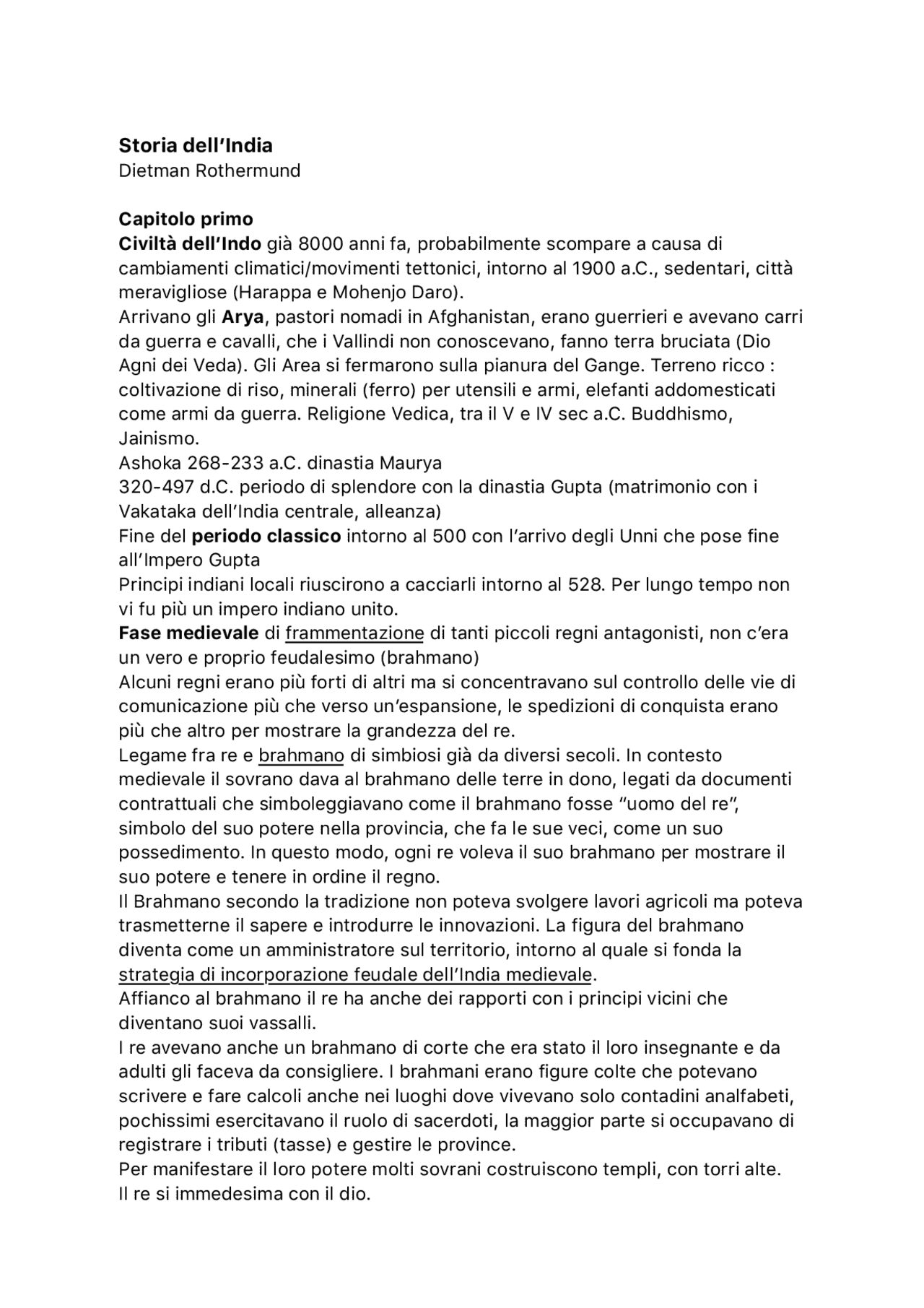 Riassunto Di Indologia 6cfu Storia Dellindia Docsity