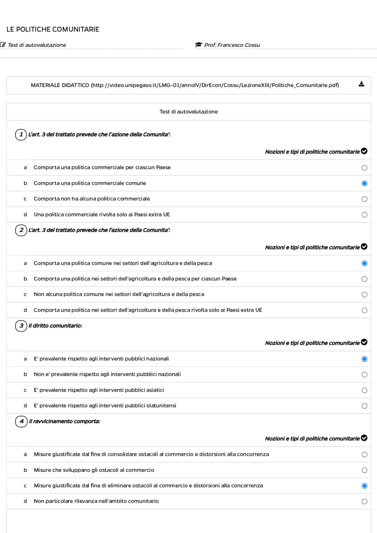 Test Autovalutazione Docsity