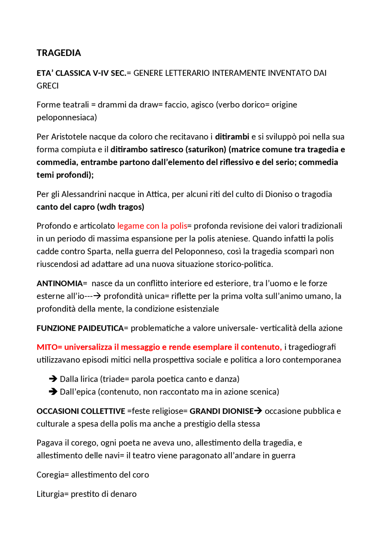 Tragedia Greca Eschilo E Sofocle Docsity
