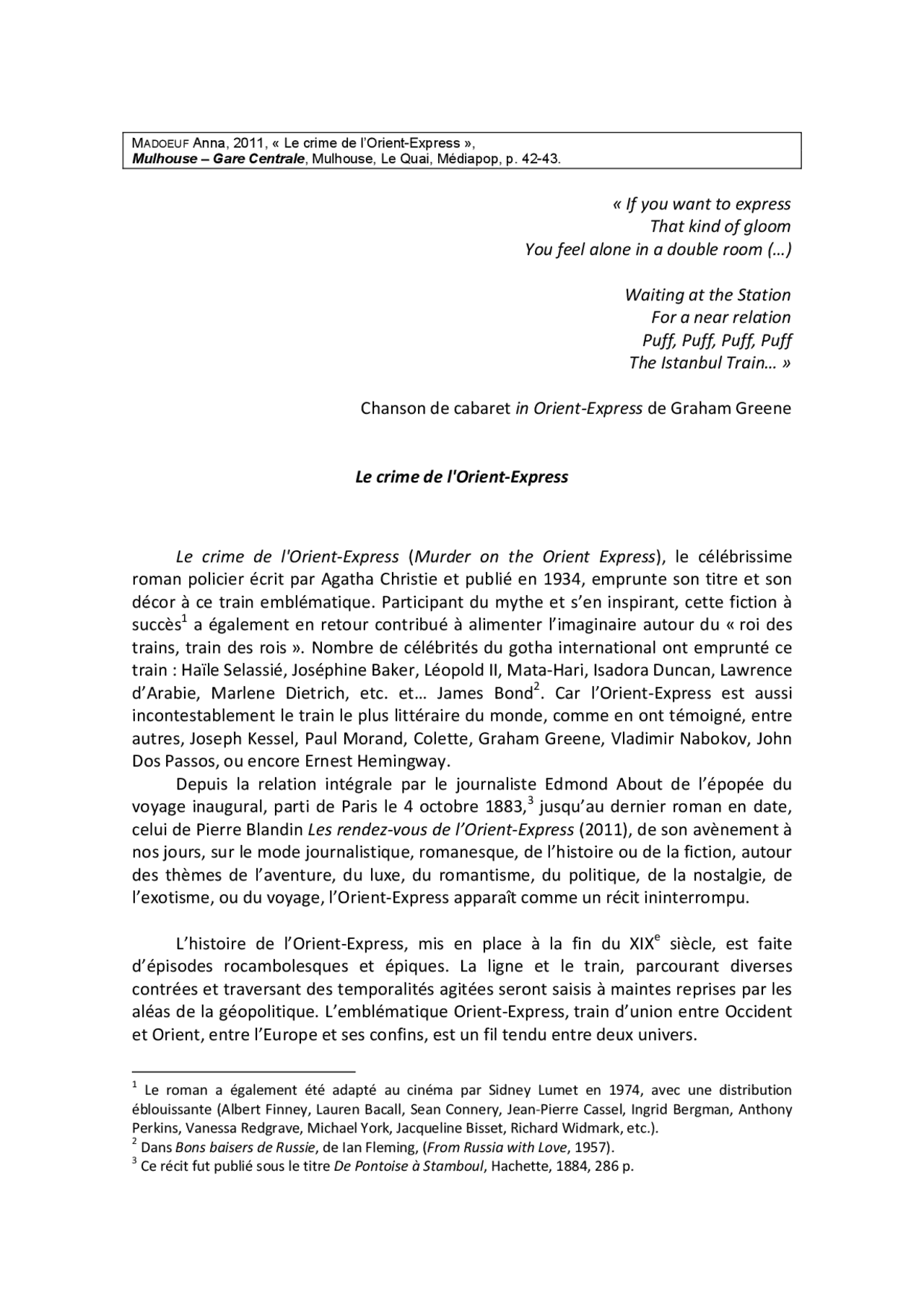 Le crime de l’Orient-Express - Docsity