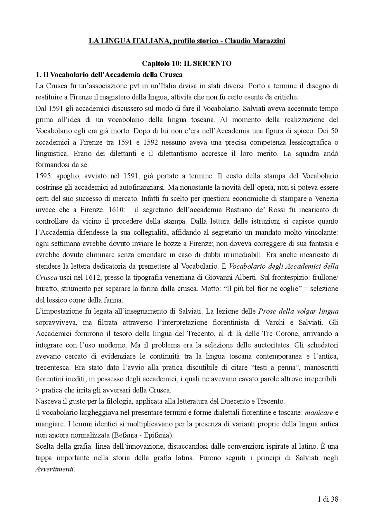 Riassunto Del Manuale Di Marazzini Docsity