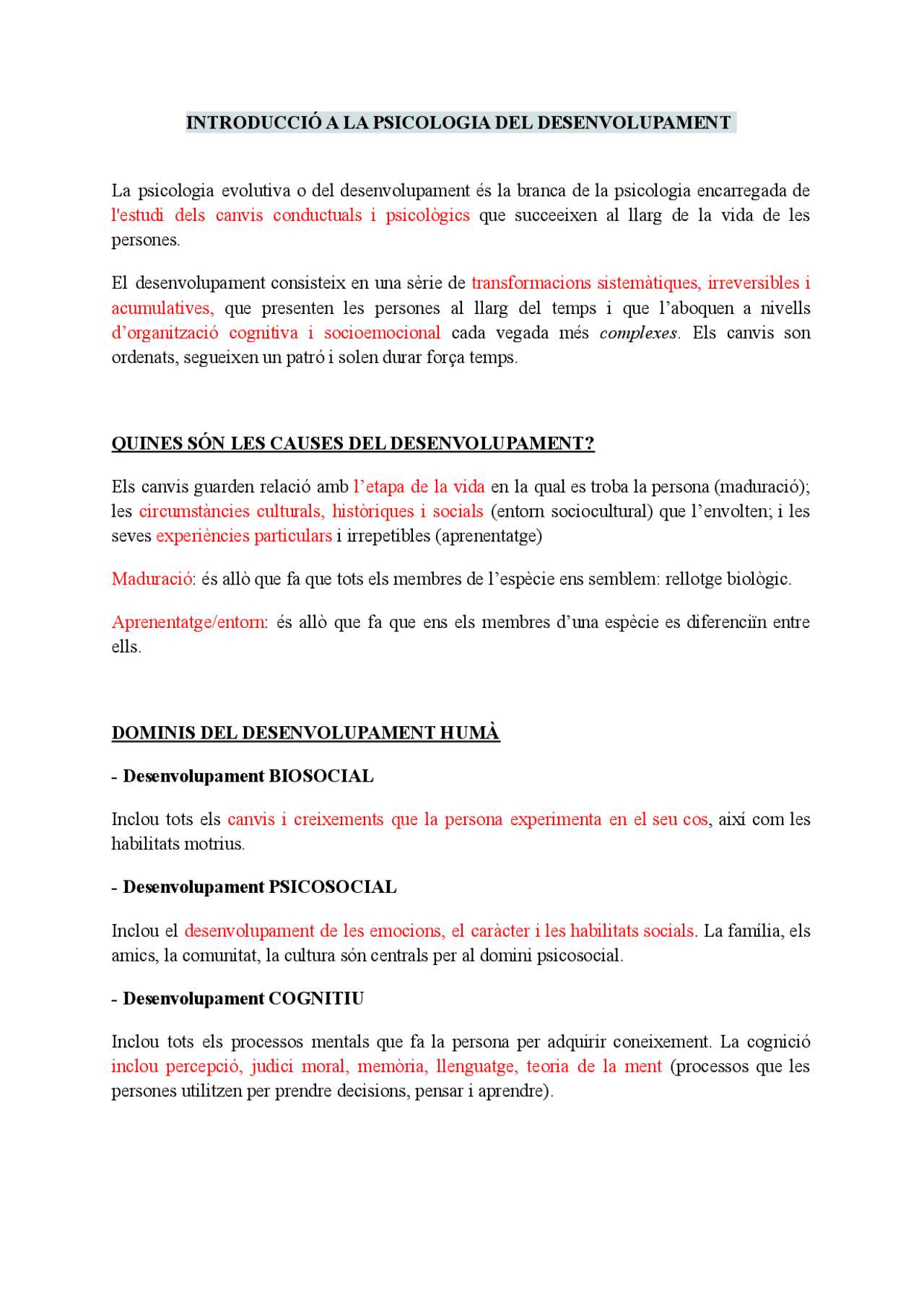 Tema 1 De Psicologia Del Desenvolupament Docsity