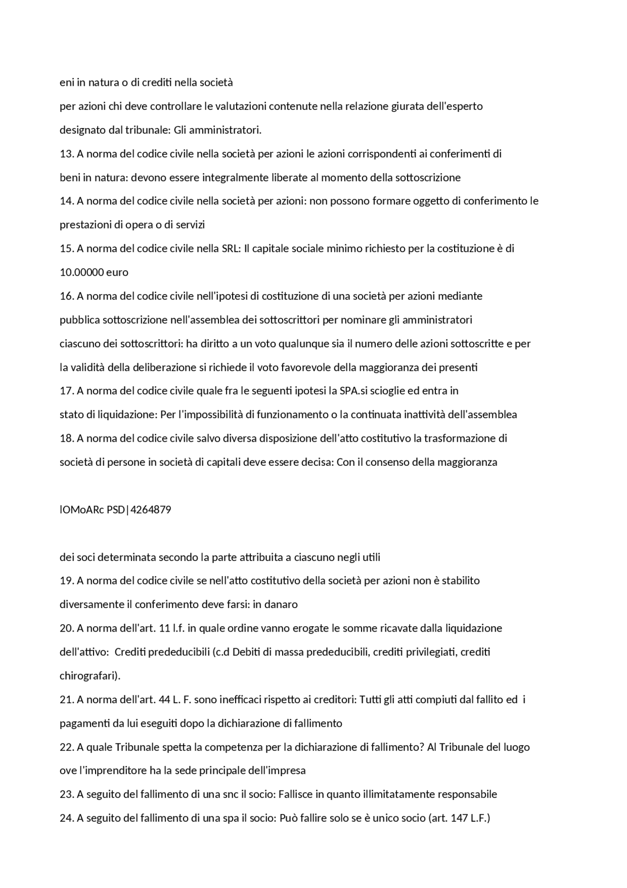 Test Diritto Fallimentare Completo Docsity