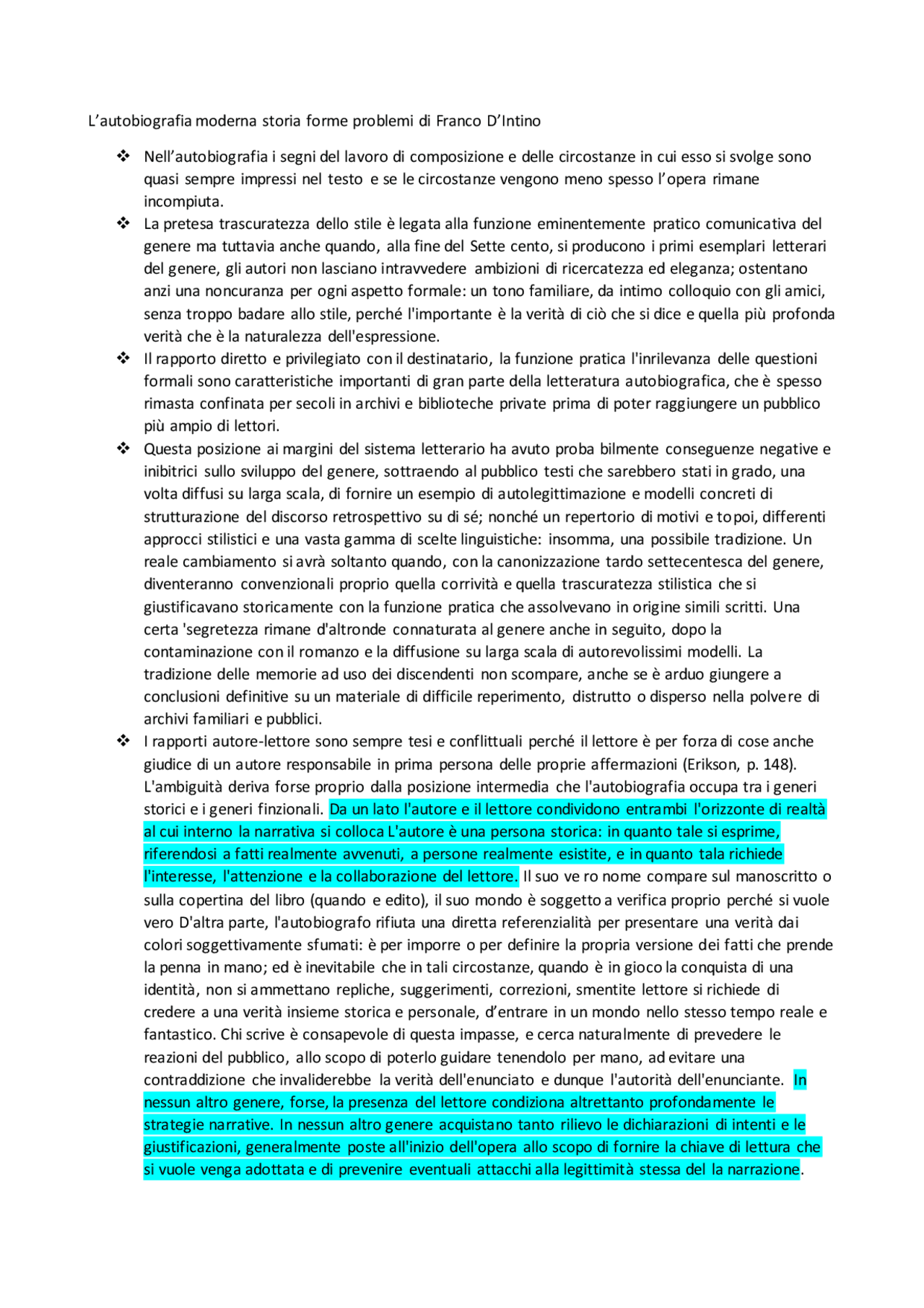 L'autobiografia moderna | Schemi e mappe concettuali di Letteratura ...