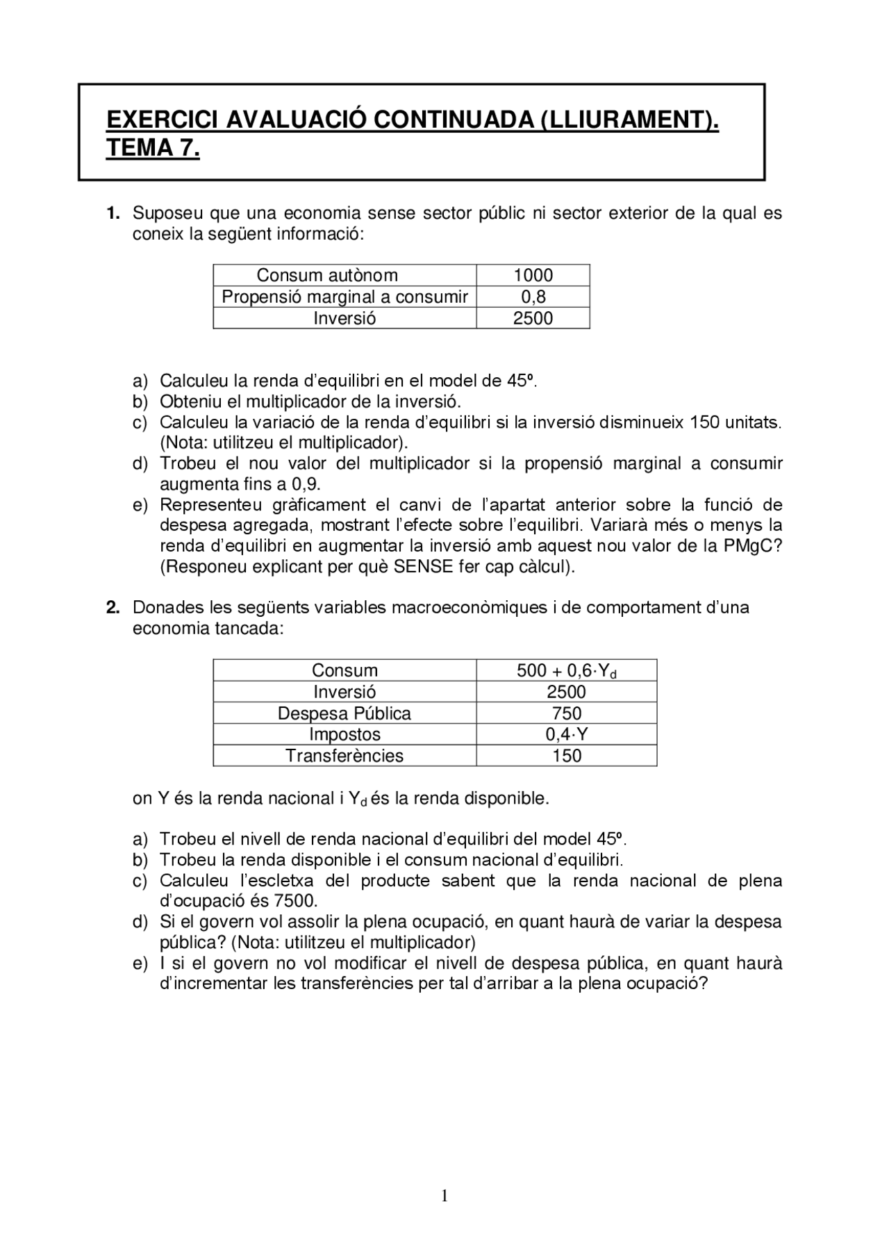 Ejercicios Economía Docsity