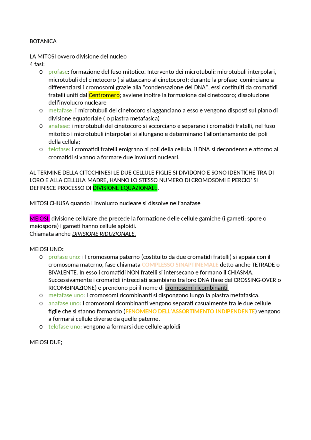 Botanica Generale Introduzione Docsity