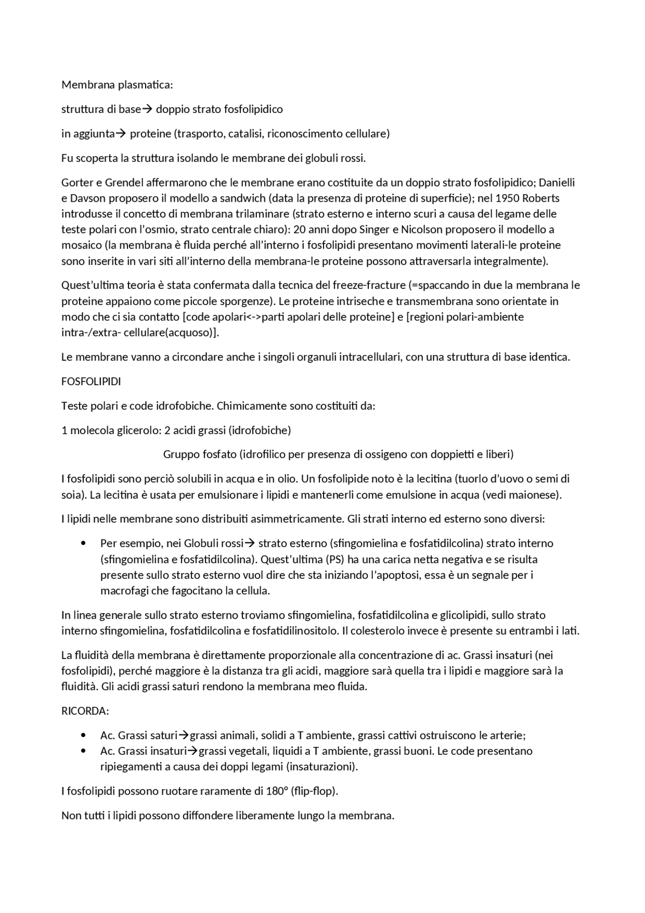 Membrana Plasmatica E Citosol Docsity