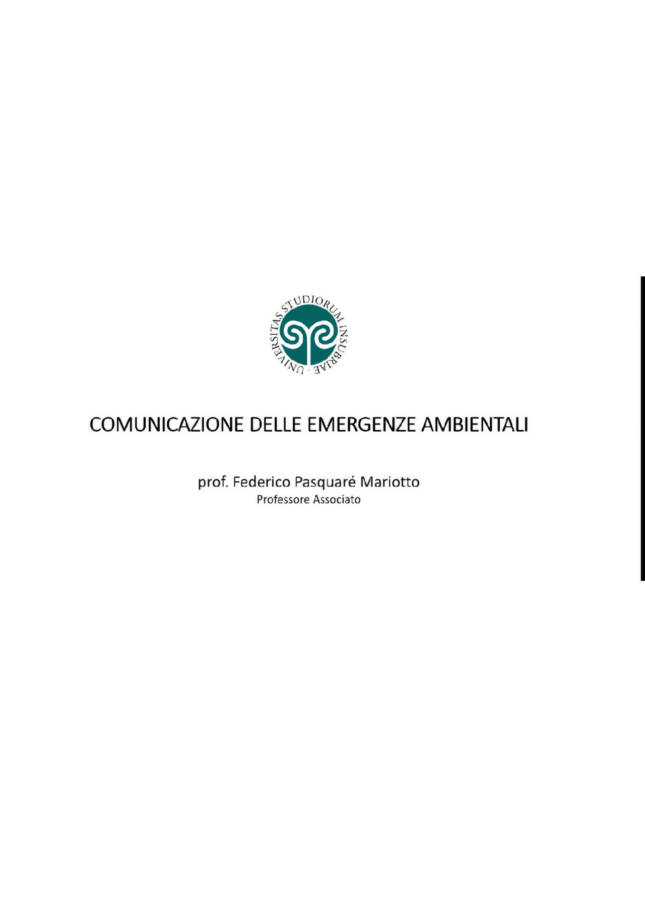 Comunicazione Delle Emergenze Ambientali Docsity