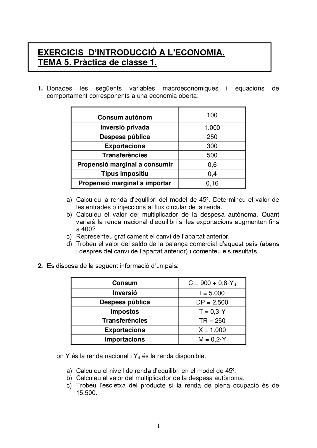 Ejercicios Economía Docsity
