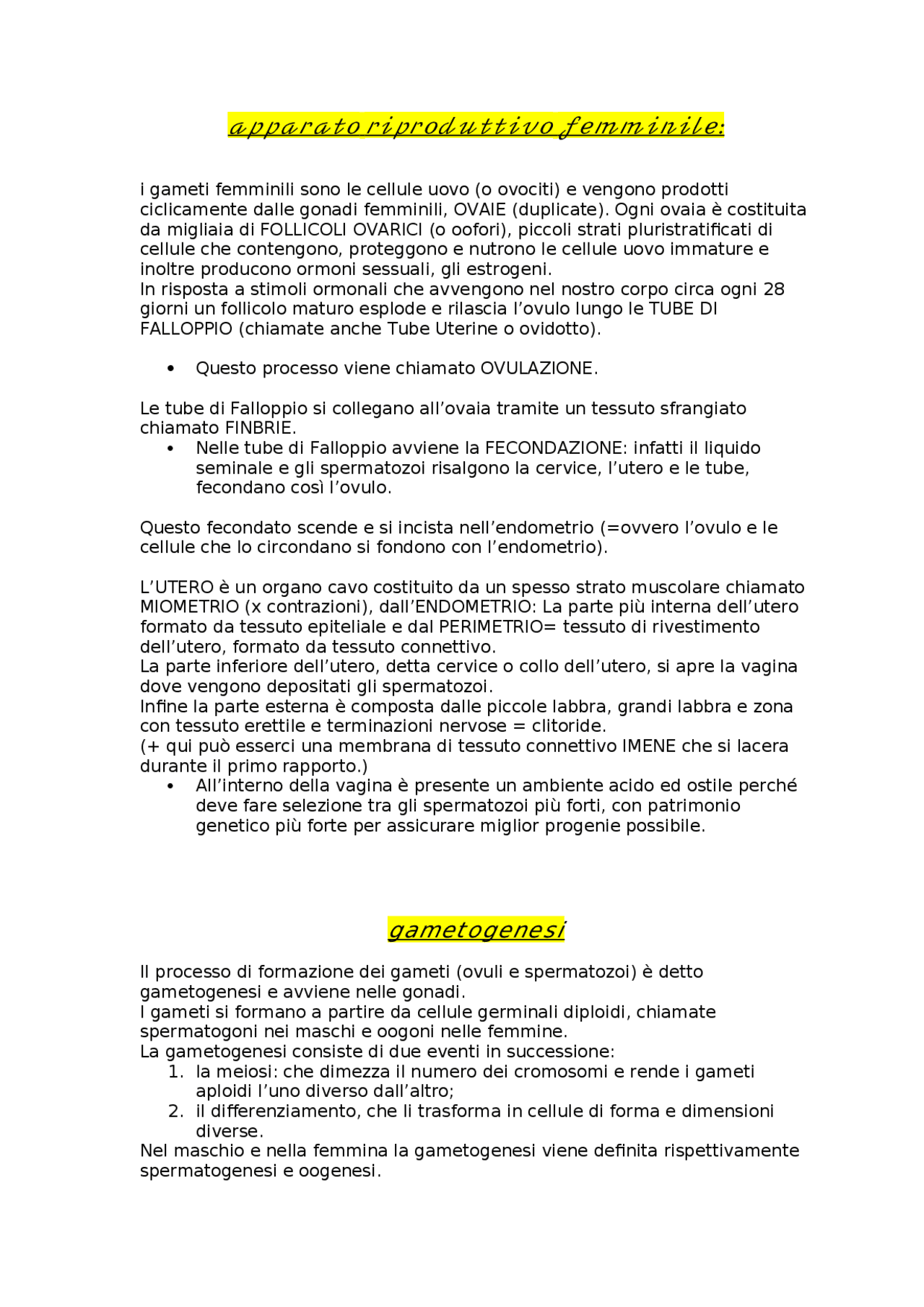 Gametogenesi E Ormoni Docsity