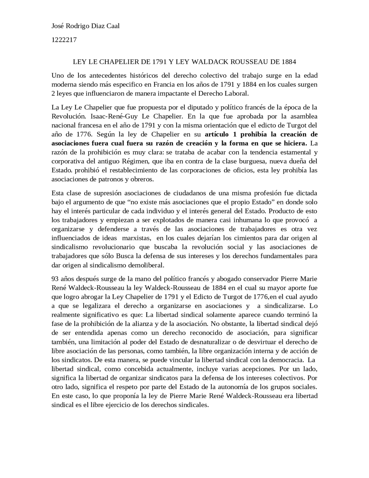 Ley de Chapelier y Waldeck - Docsity