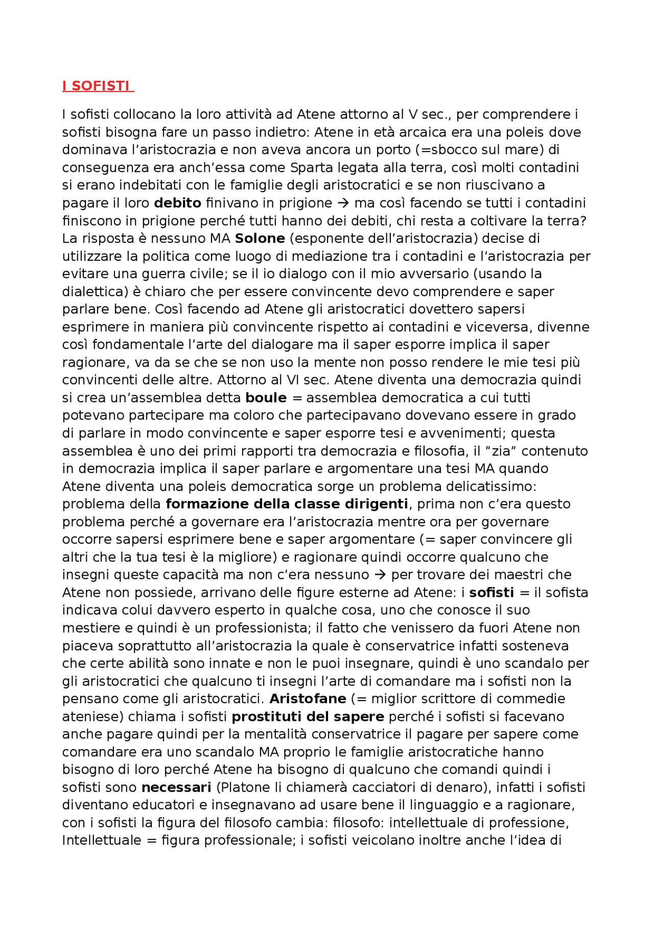 Socrate E I Sofisti Docsity