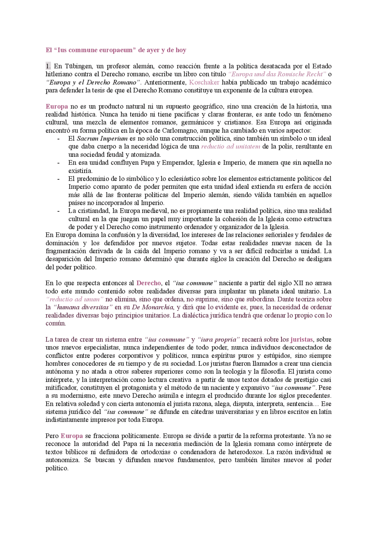 Tema 7 Derecho Común Europeo Docsity