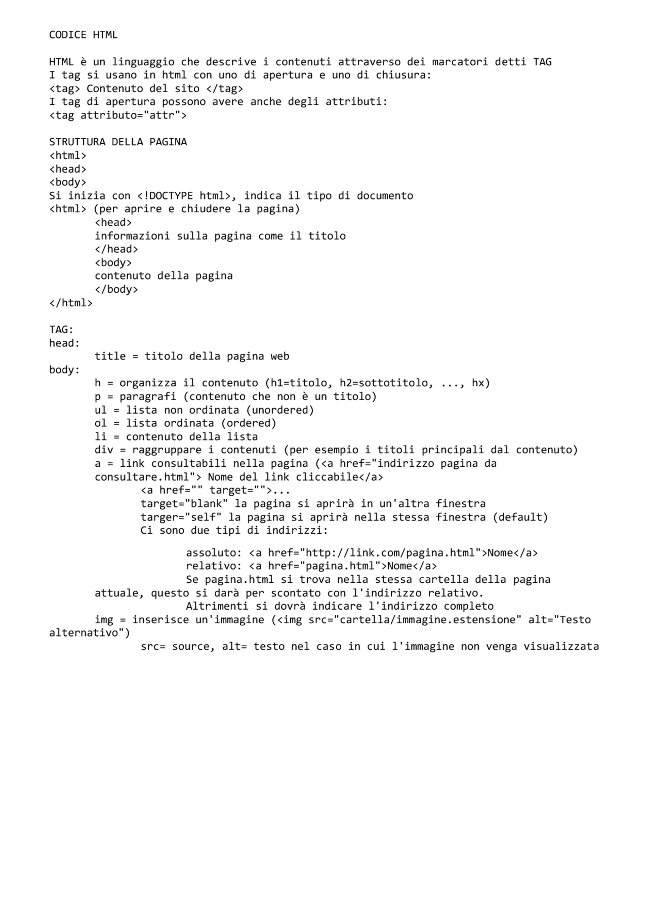 Html Introduzione E Tag Di Base Docsity