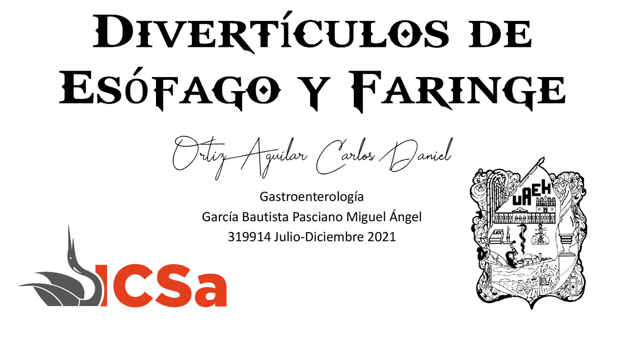 Divertículos de Esófago y Faringe - Docsity