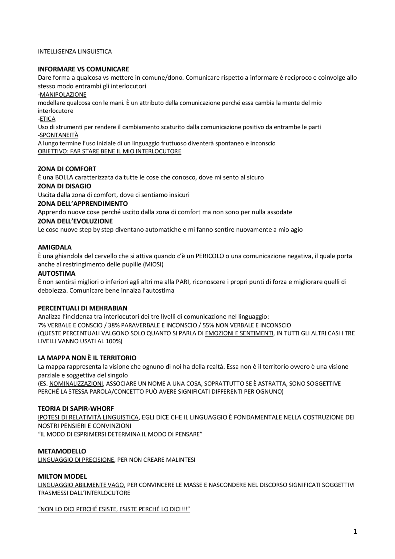 Intelligenza Linguistica Riassunto Appunti Di Linguistica Docsity